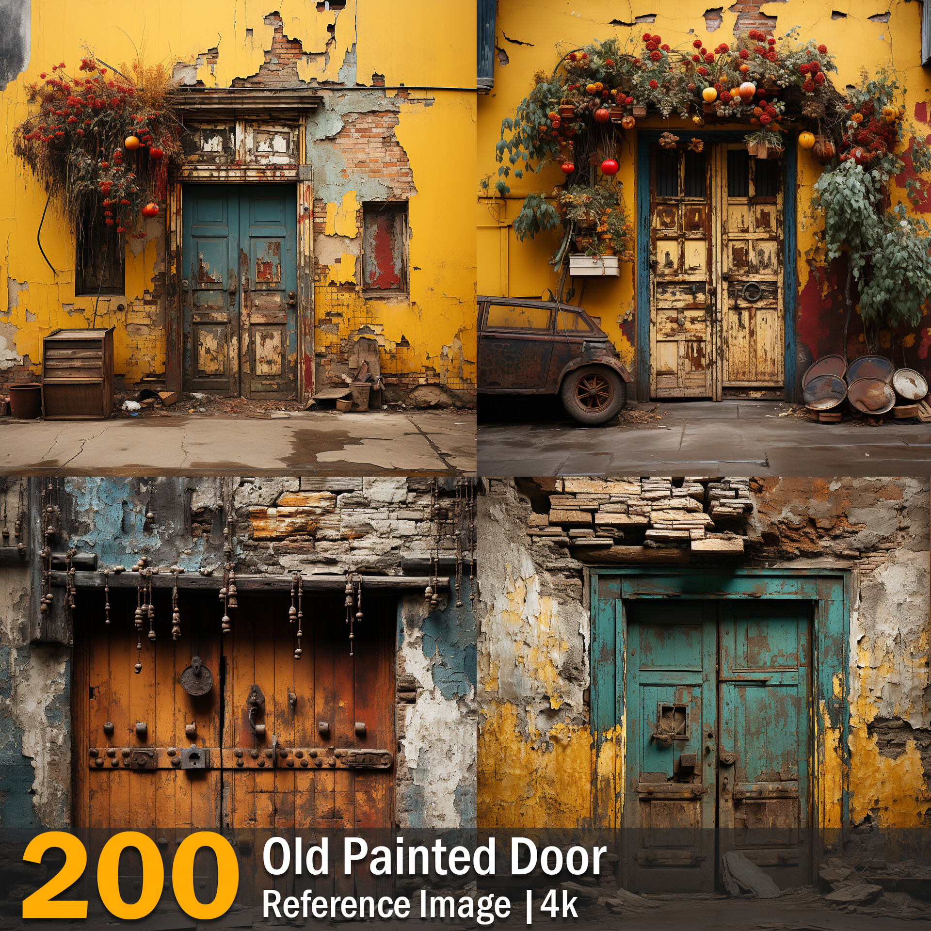 ArtStation - Old Painted Door | Reference Images | 4K