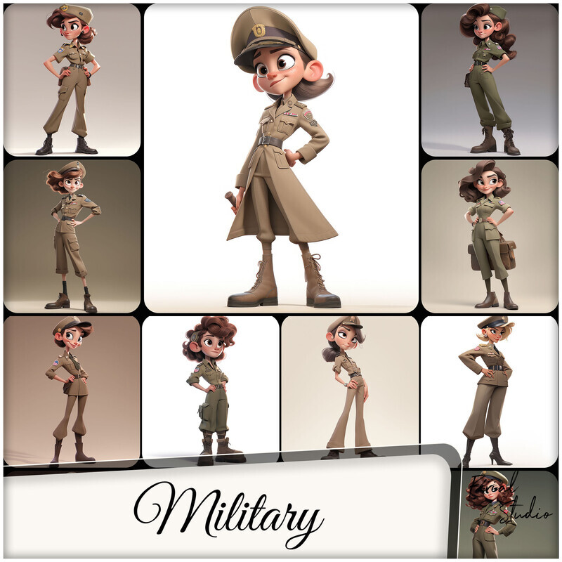 Ferial Studio - 🔹270 Military Female Character - Stylized Reference ...
