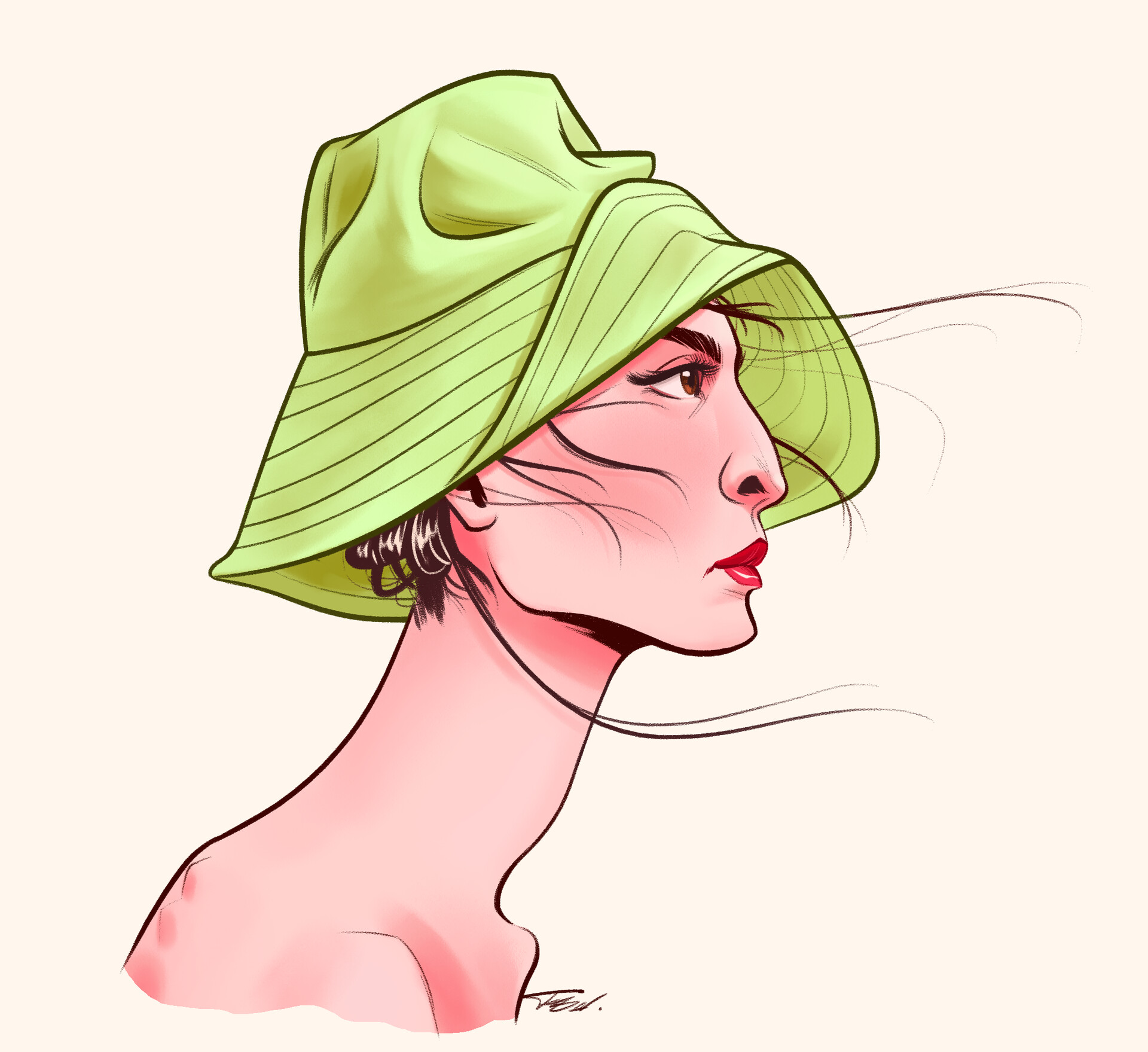 ArtStation - Side View Woman Illustration