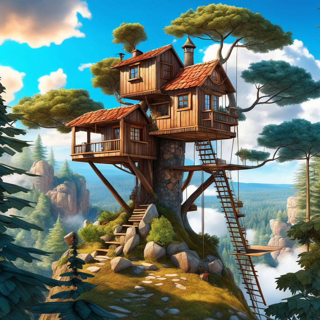 ArtStation - treehouse on a rock