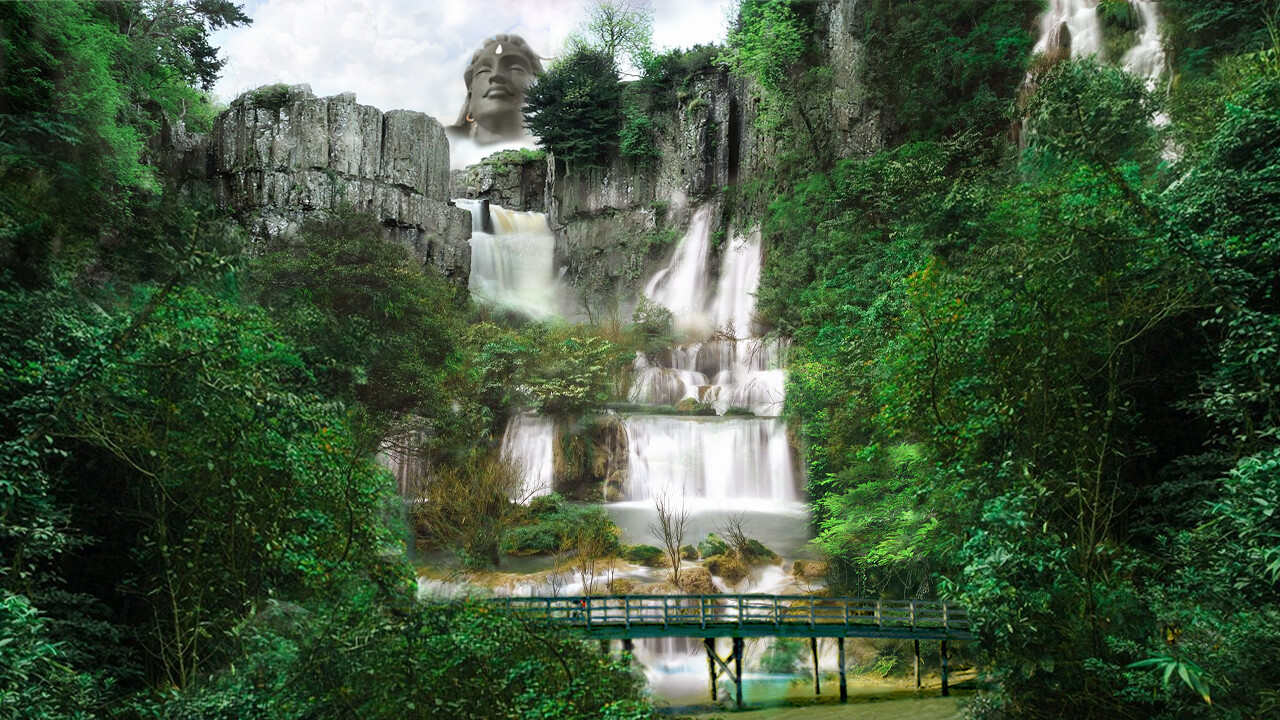 ArtStation - waterfall matte painting