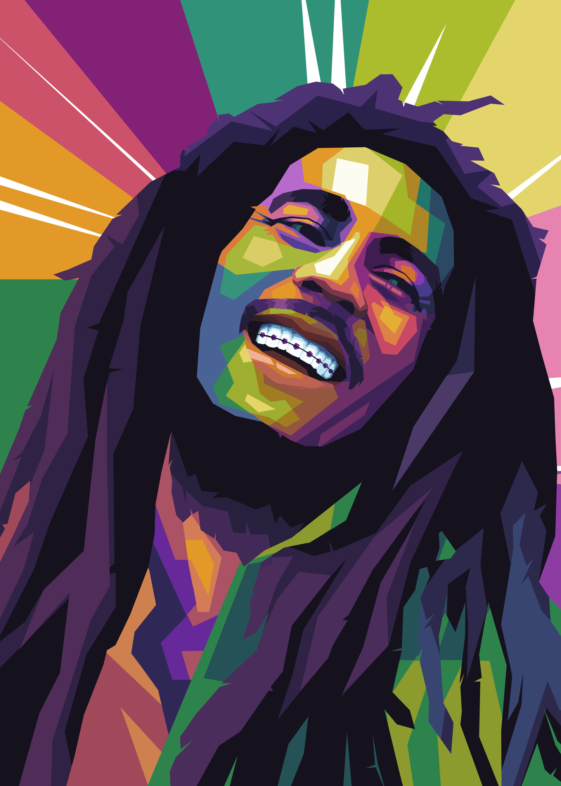 ArtStation - Bob Marley Colorful Portrait Illustrations WPAP
