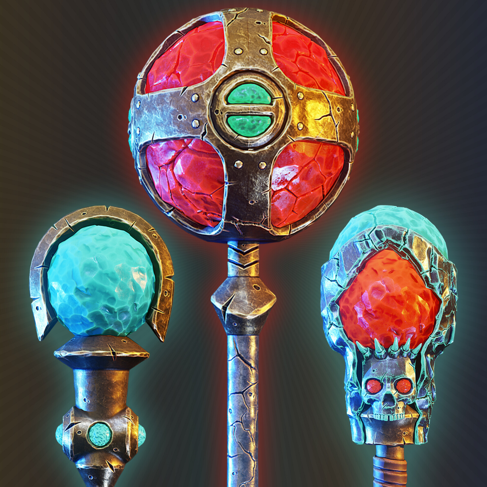 ArtStation - 15 Fantastic Stylized Maces Game Ready VOL01