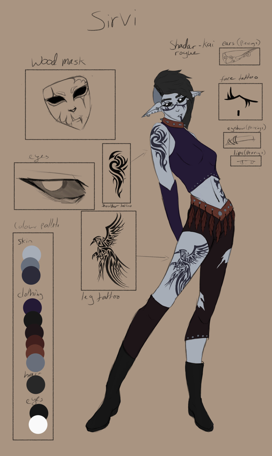 Shadow Bancroft - Sirvi character sheet (Dungeons and dragons)