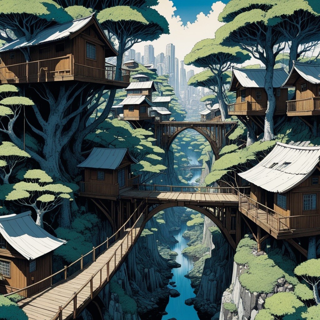 ArtStation - treehouse city with bridges