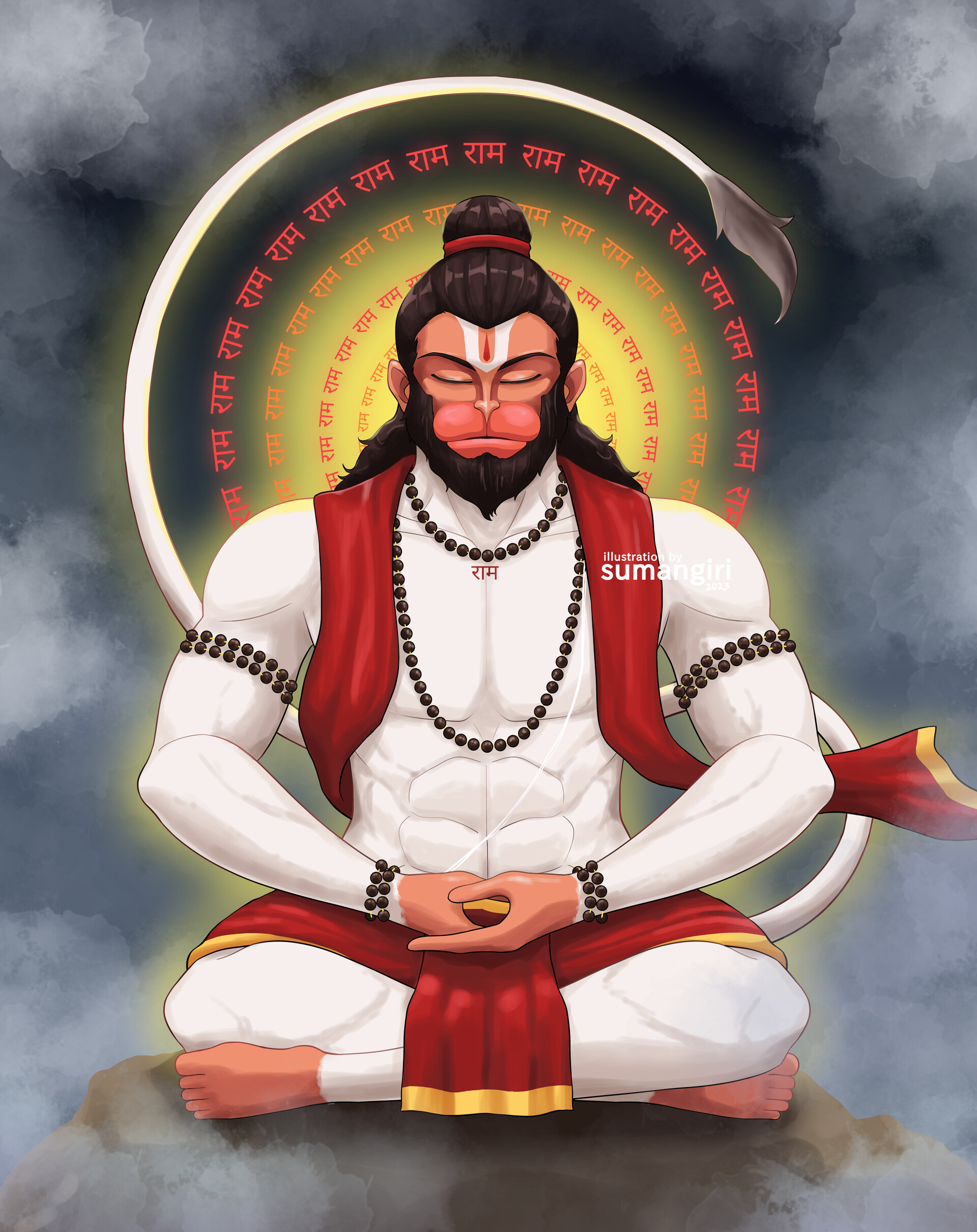 ArtStation - Meditating Hanuman