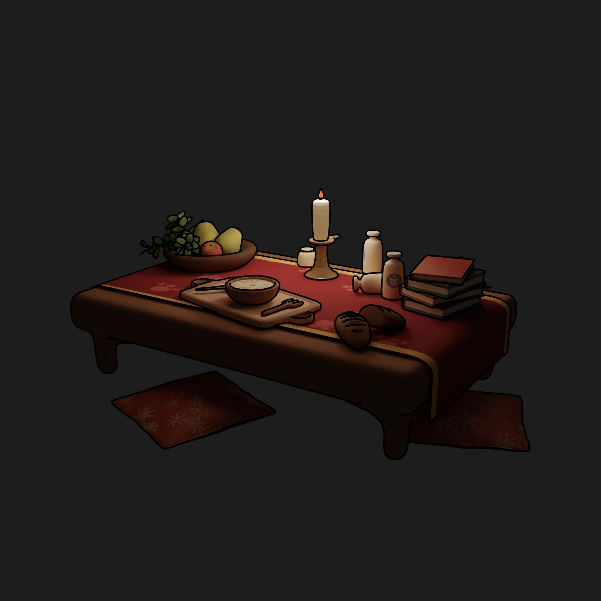 ArtStation - A Stylistic Work: Wooden Table and Miscellaneous Items