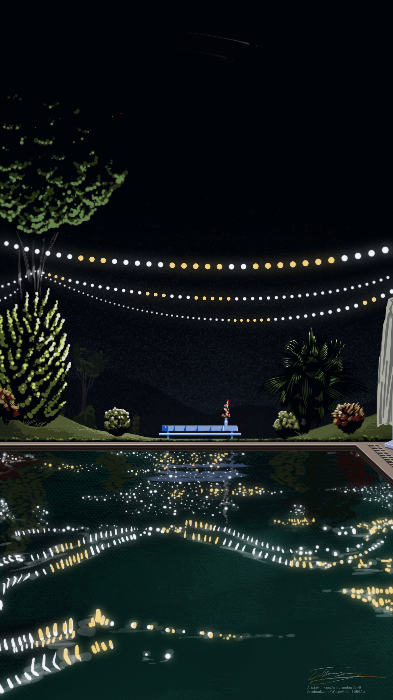 ArtStation - Chill night pool.
