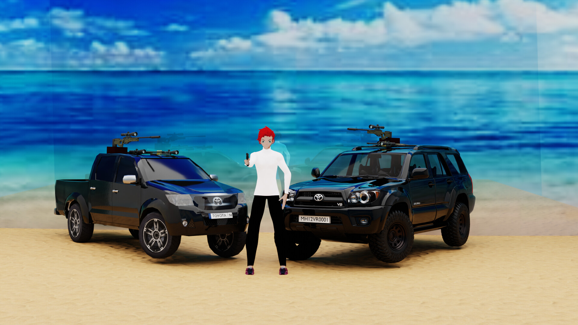 ArtStation - Environment Model with car & Anime character
