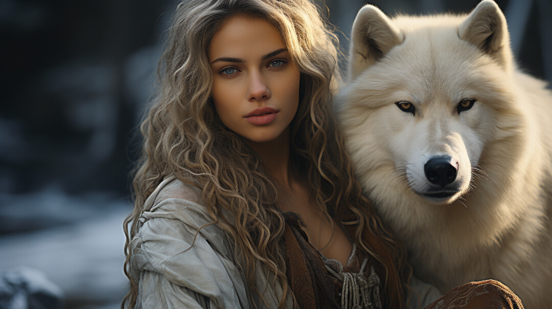 ArtStation - Woman with wolf