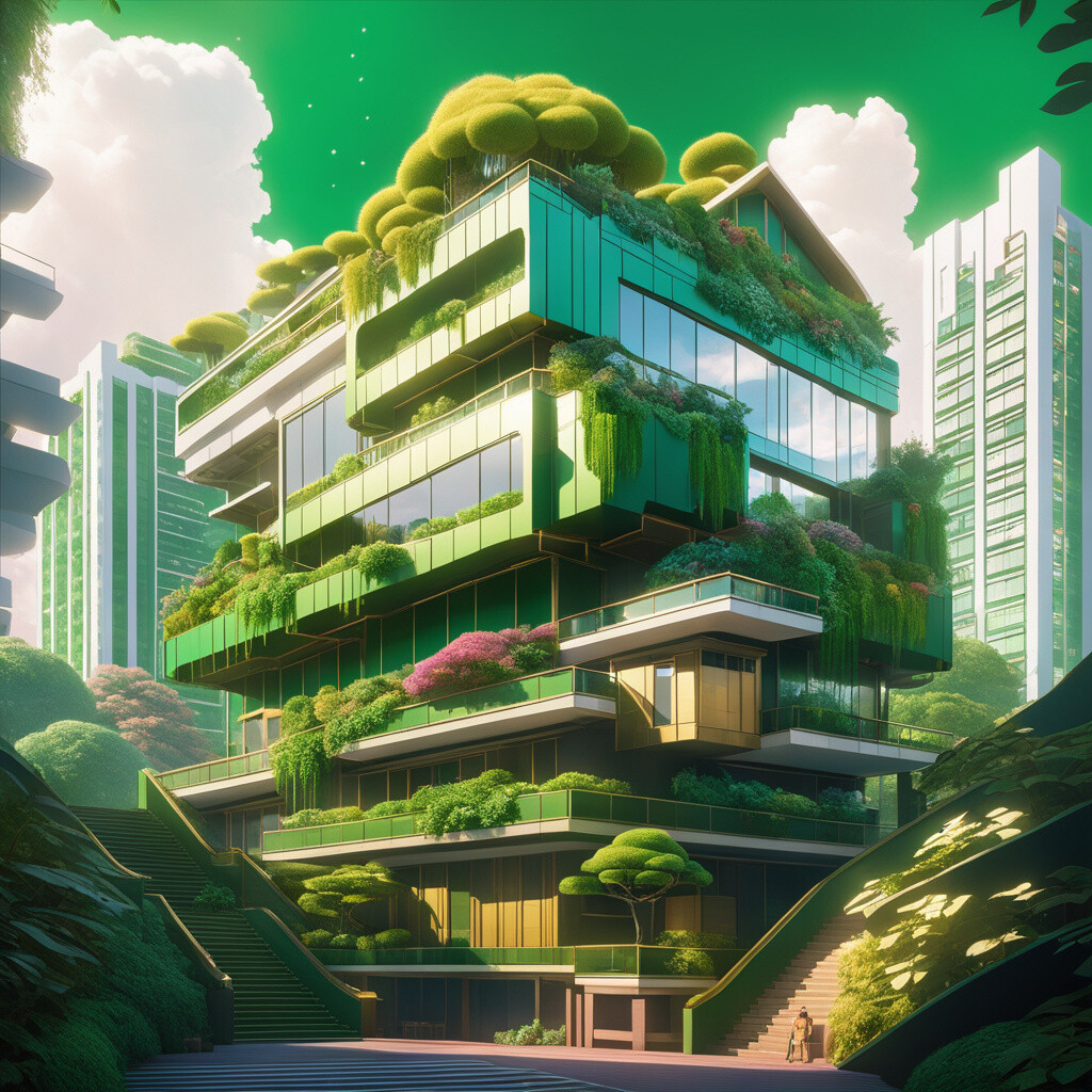 ArtStation - modern green building