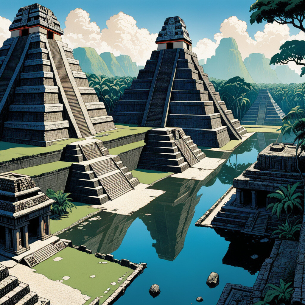 ArtStation - Mayan pyramid complex with lake