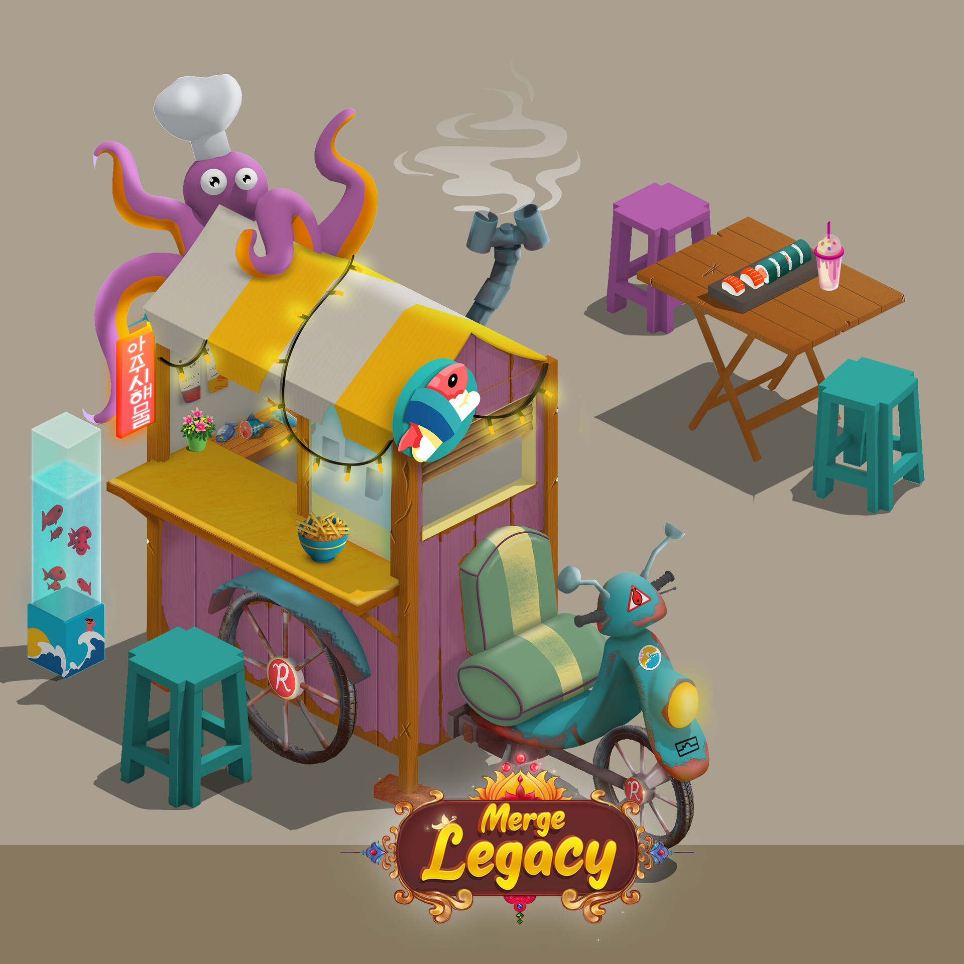 ArtStation - sushi resaturant game asset