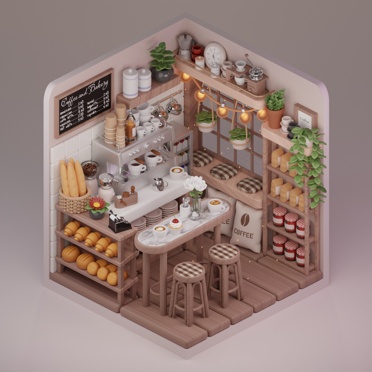 ArtStation - 3D Isometric Coffee Shop