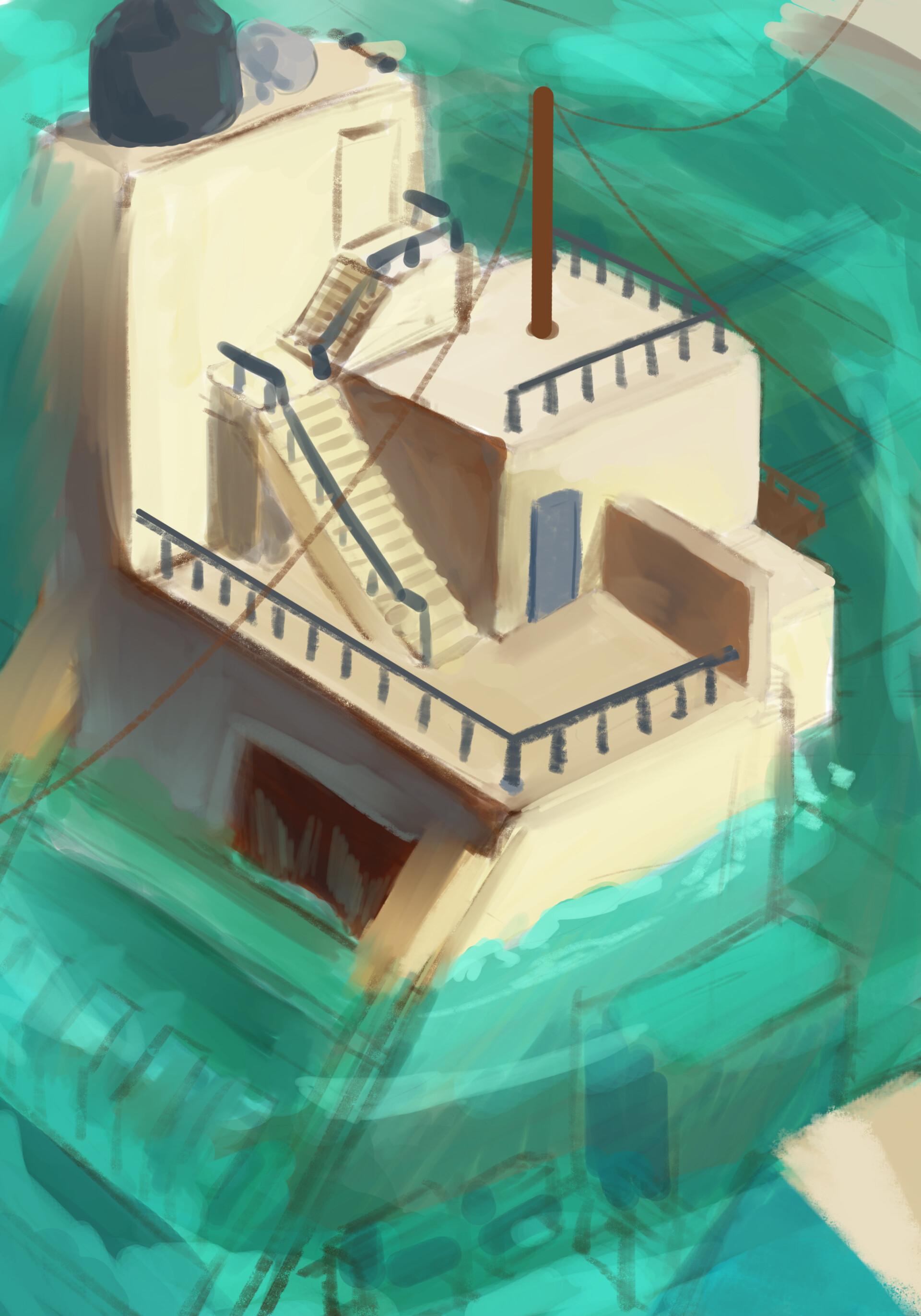 ArtStation - Half sunken building