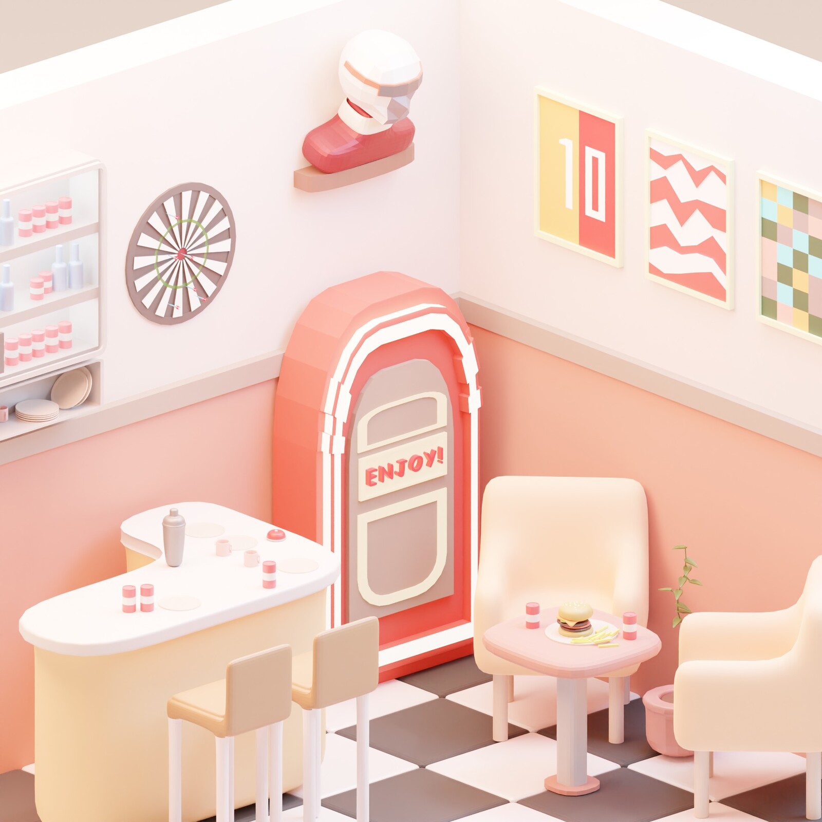 hy3design - Stylized Cafe - animation