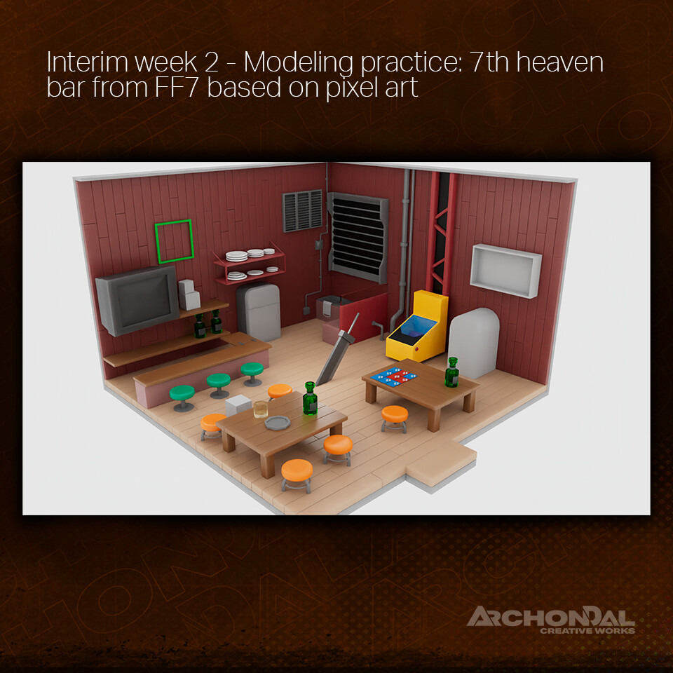 ArtStation - Interim week 2 - Modeling practice: 7th heaven bar from ...