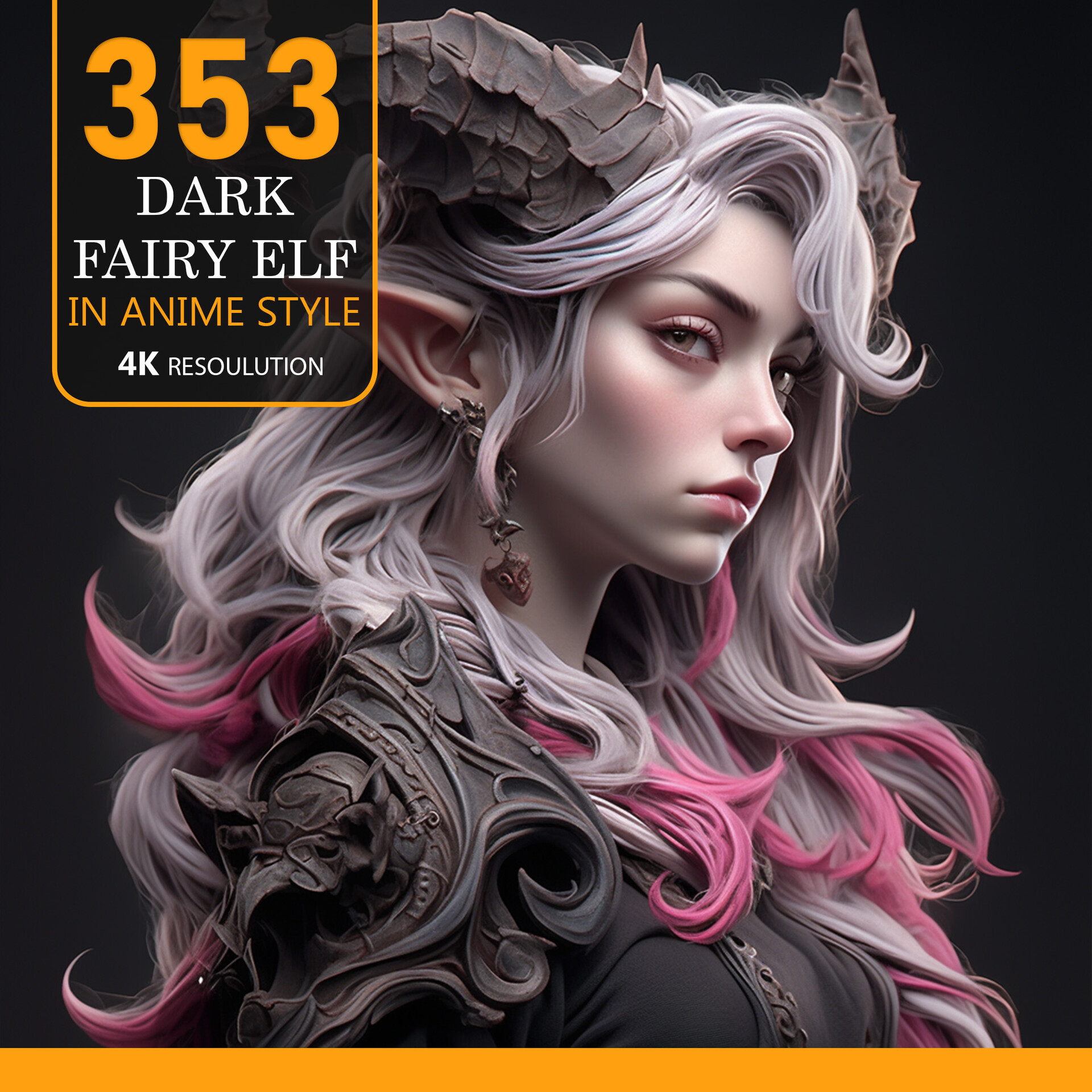 ArtStation - Dark Fairy Elf In Anime Style Vol.39-4K|Anime Character ...