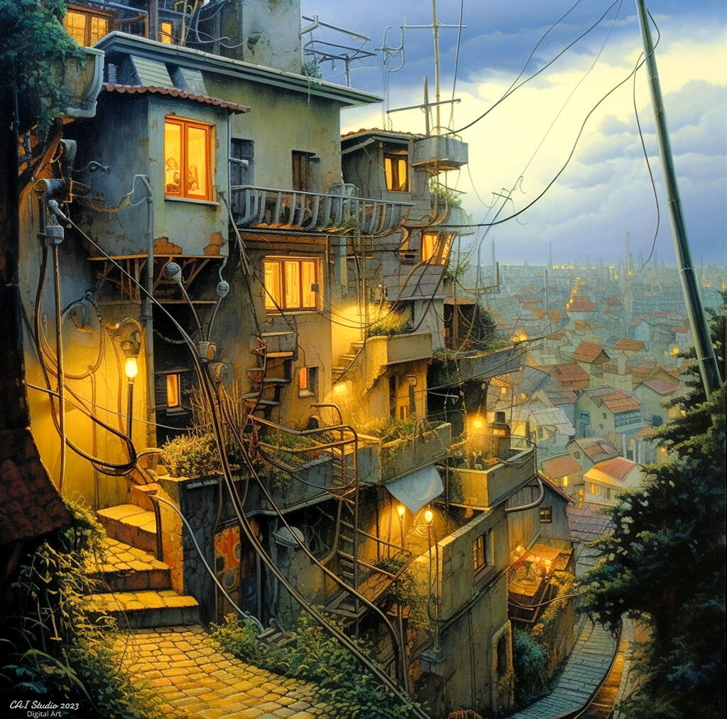 ArtStation - Evening lights in a strange city