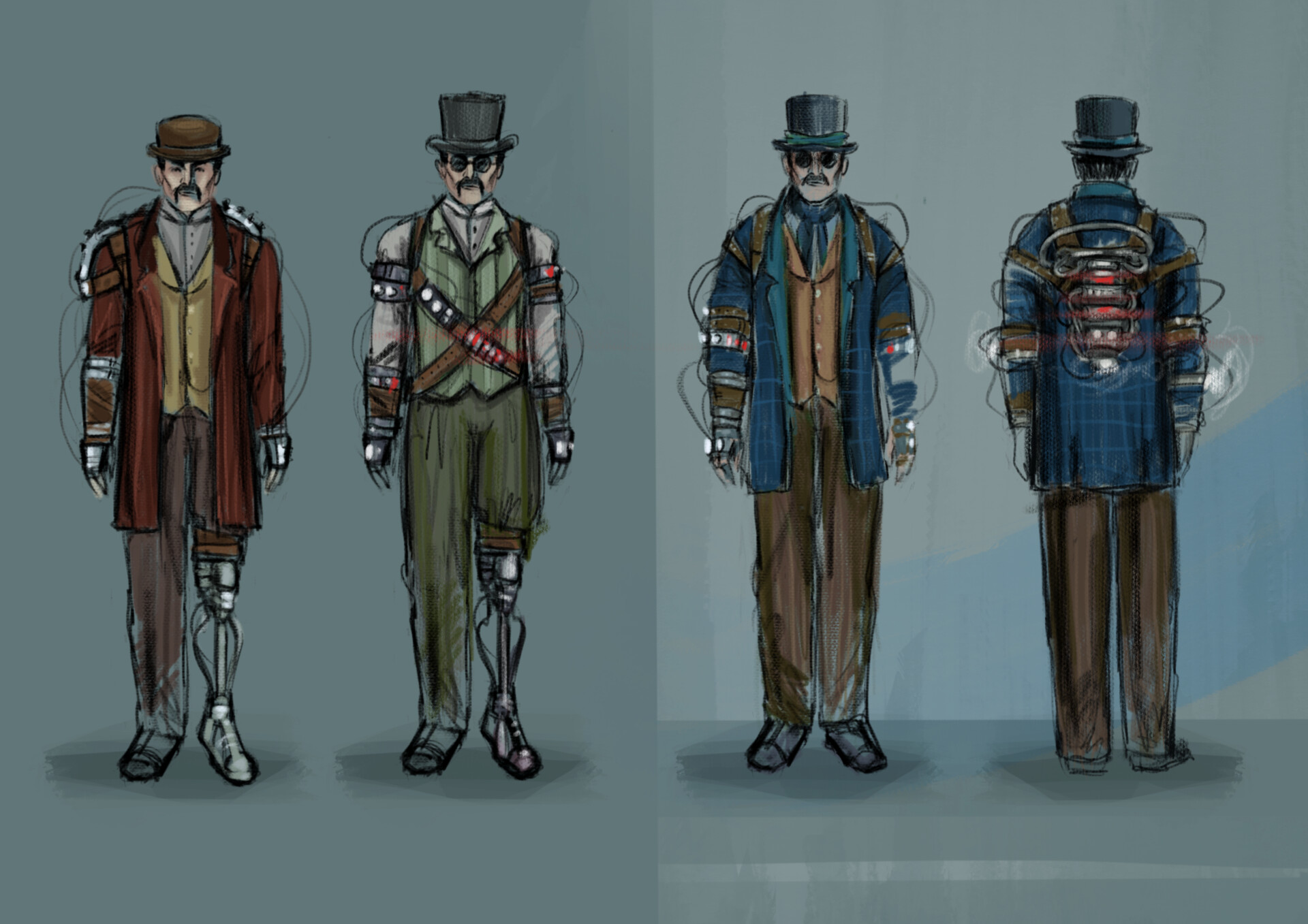 steampunk man drawing