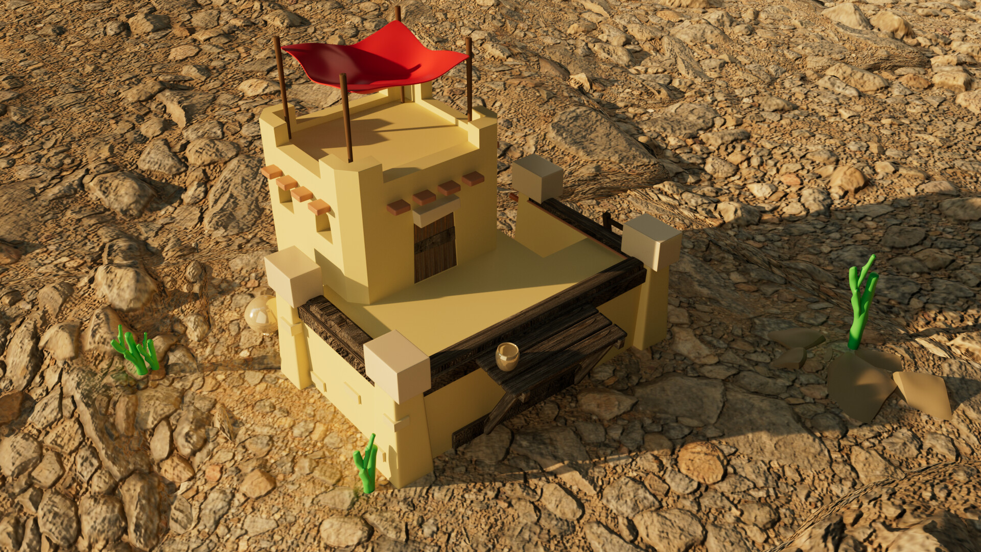 ArtStation - 3D Exterior Building Model | Desert Building | Daylight
