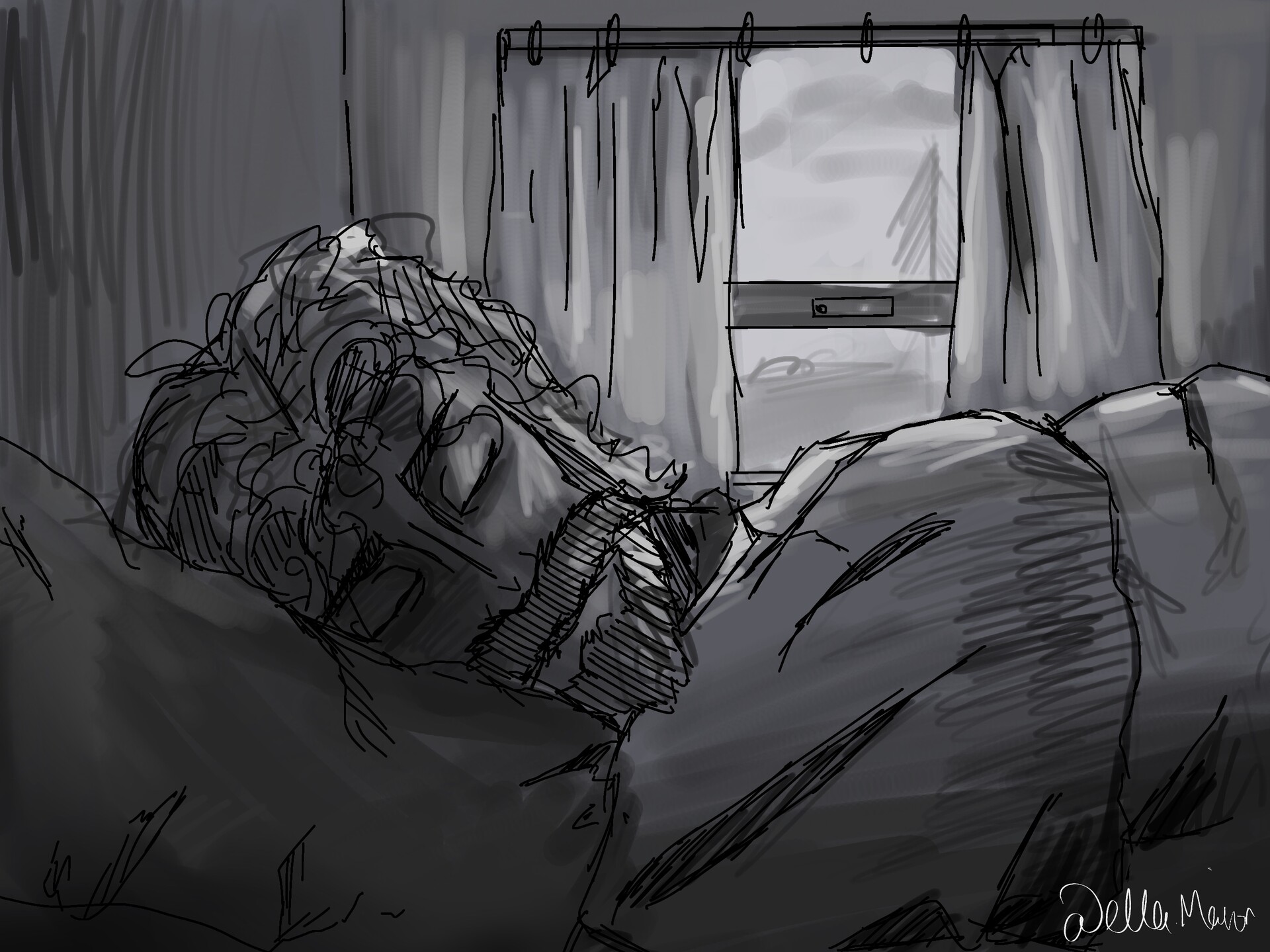 ArtStation - Greyscale character lighting study sketch