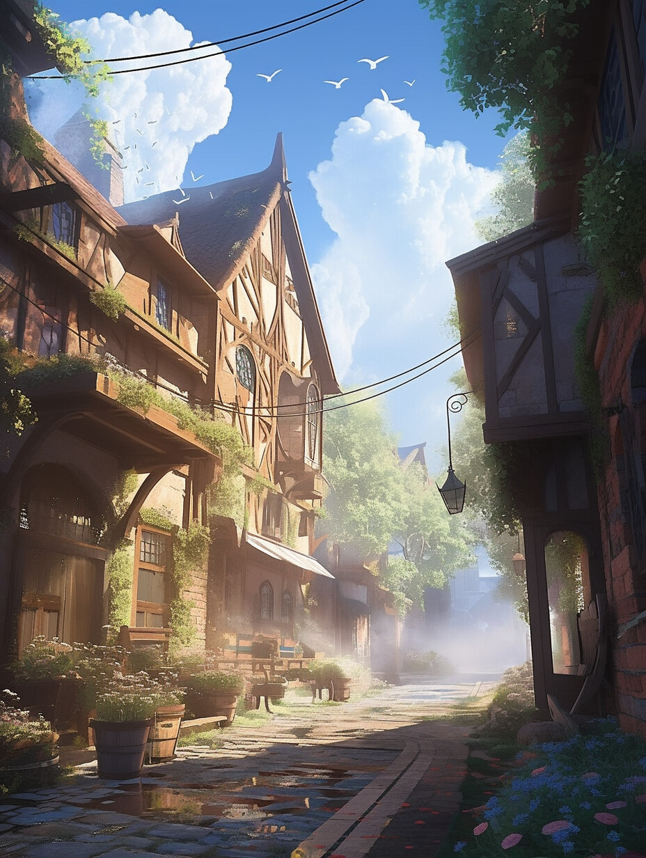 ArtStation - Daytime in a Medieval Town