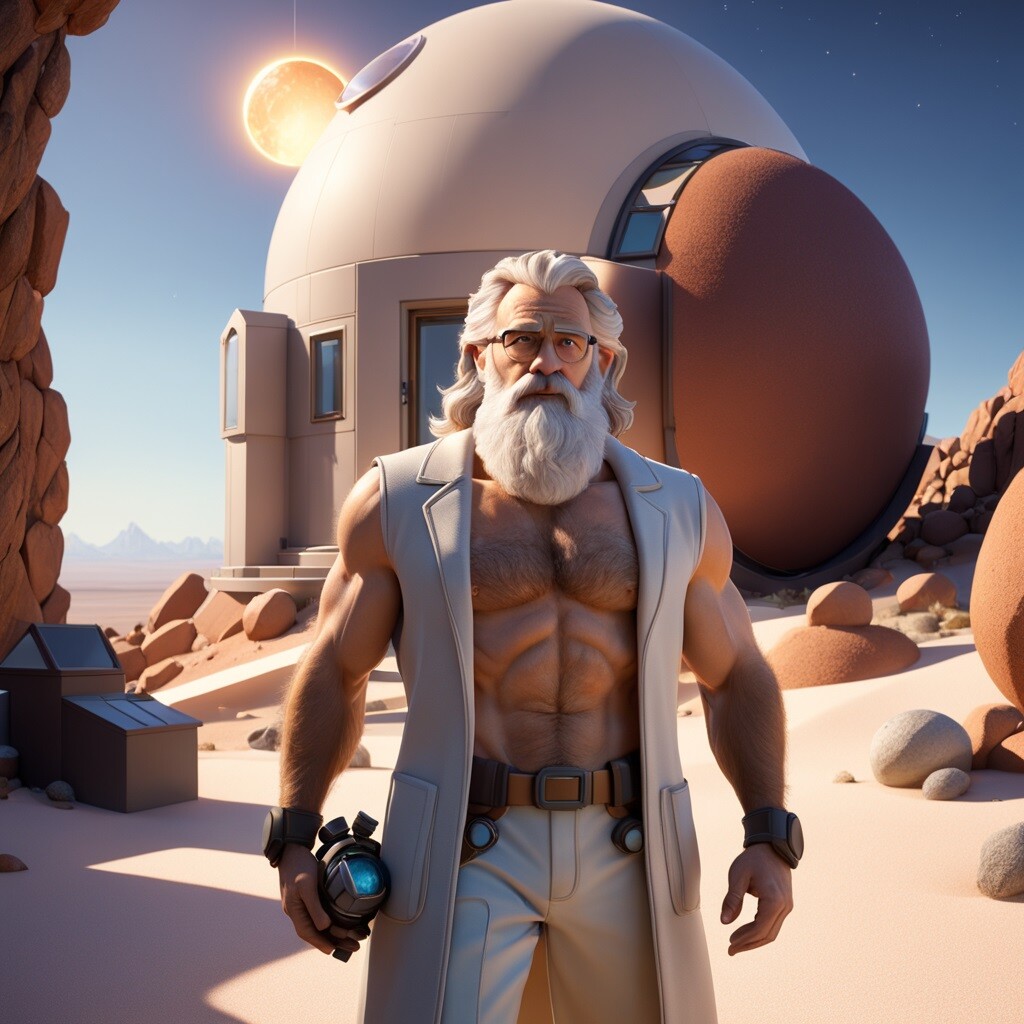 ArtStation - Archimedes at his modern home observatory in the desert