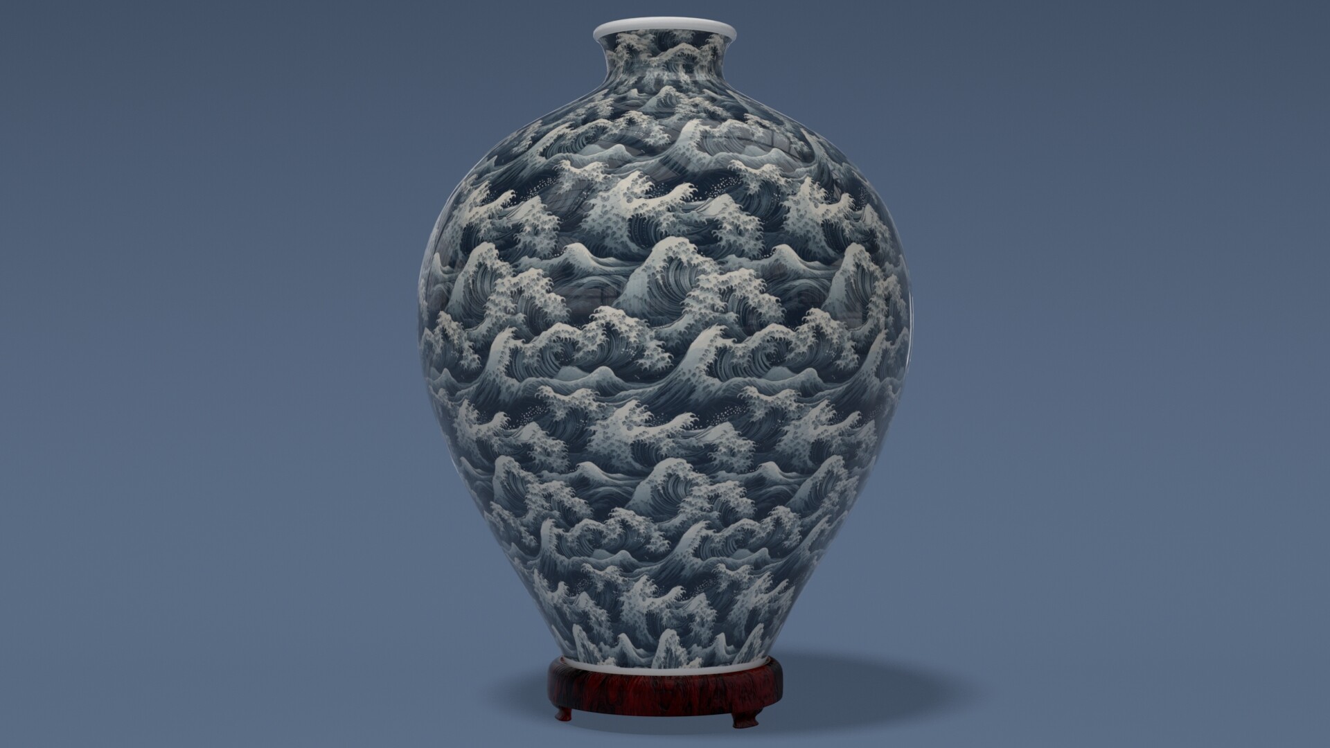 ArtStation - Japanese stormy waves vase