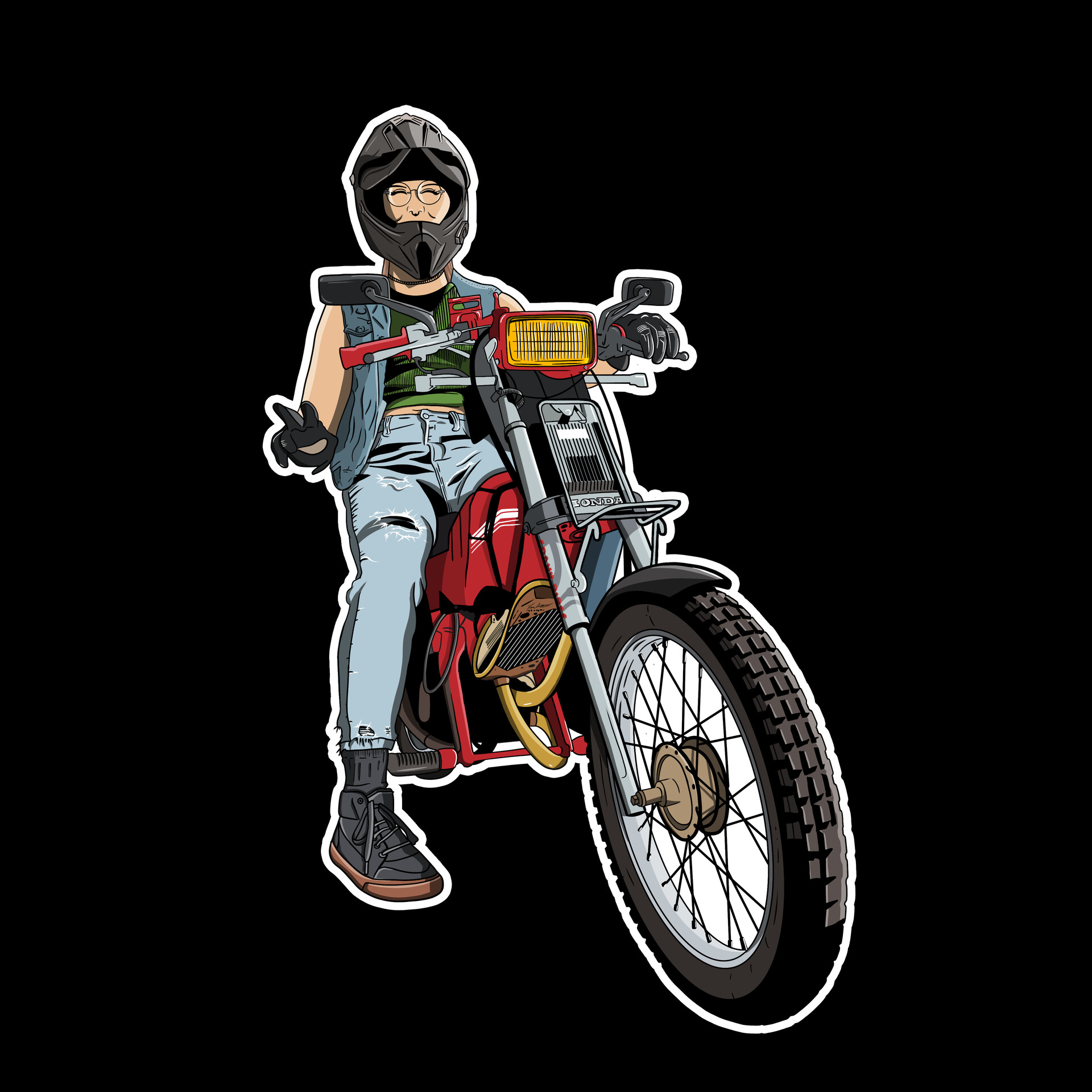 ArtStation - Motorcycle girl 2D digital drawing