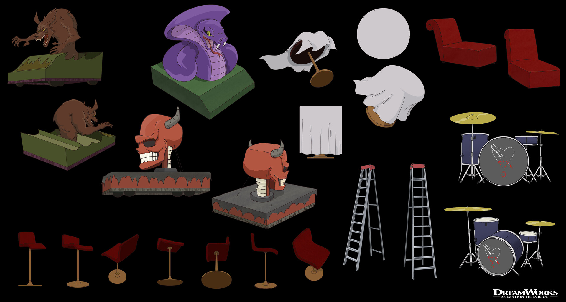 Jerry Regan - Dreamworks - Fright Krewe - Prop & EFX Design - Final Color