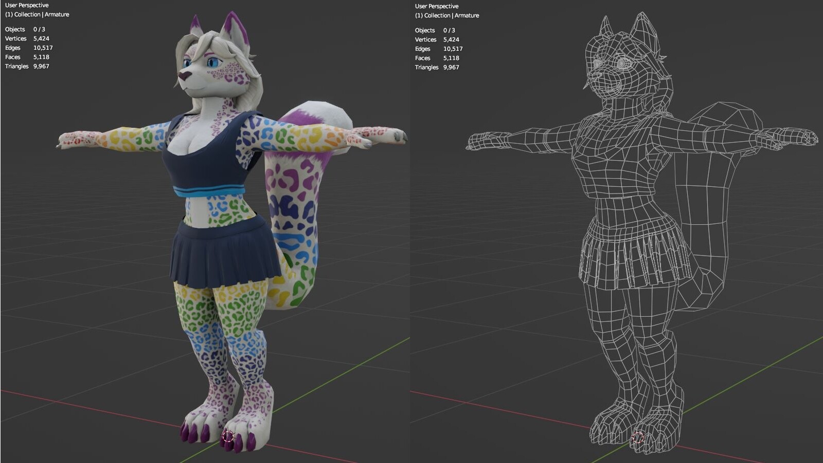 Camila Brugnoli - Skittles the Rainbow Leopard - VRChat avatar and VTuber