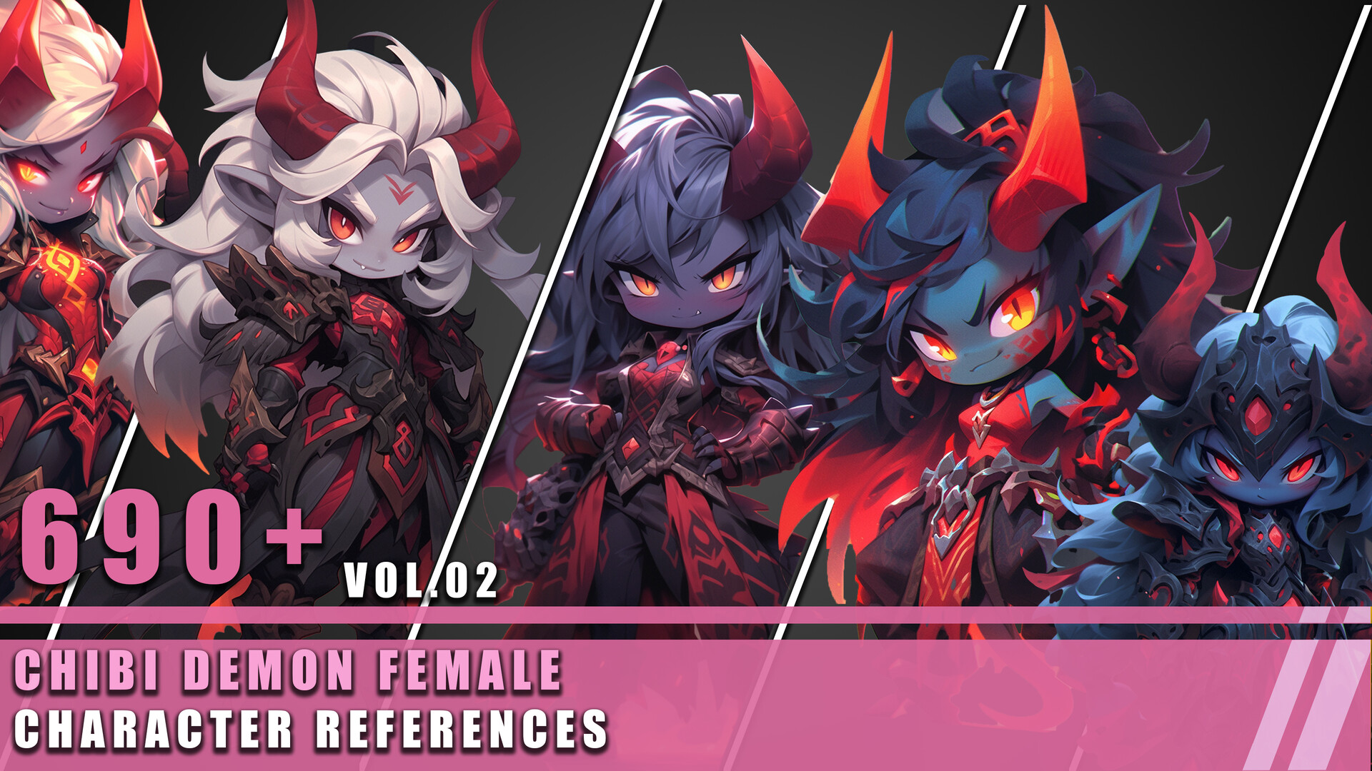 WaterLaw's Studio - 690+ Chibi Demon Female - Character References Vol.02