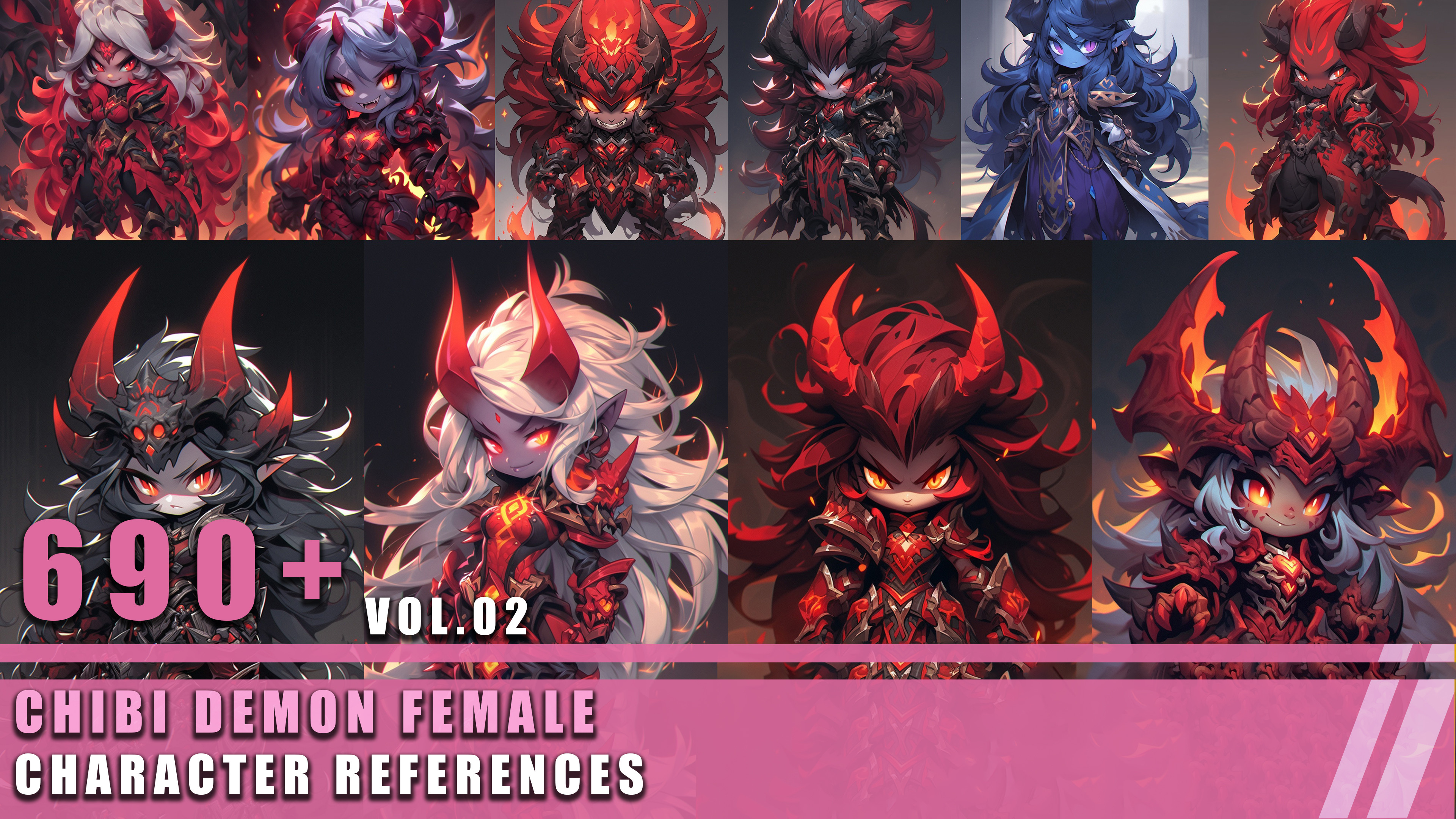WaterLaw's Studio - 690+ Chibi Demon Female - Character References Vol.02