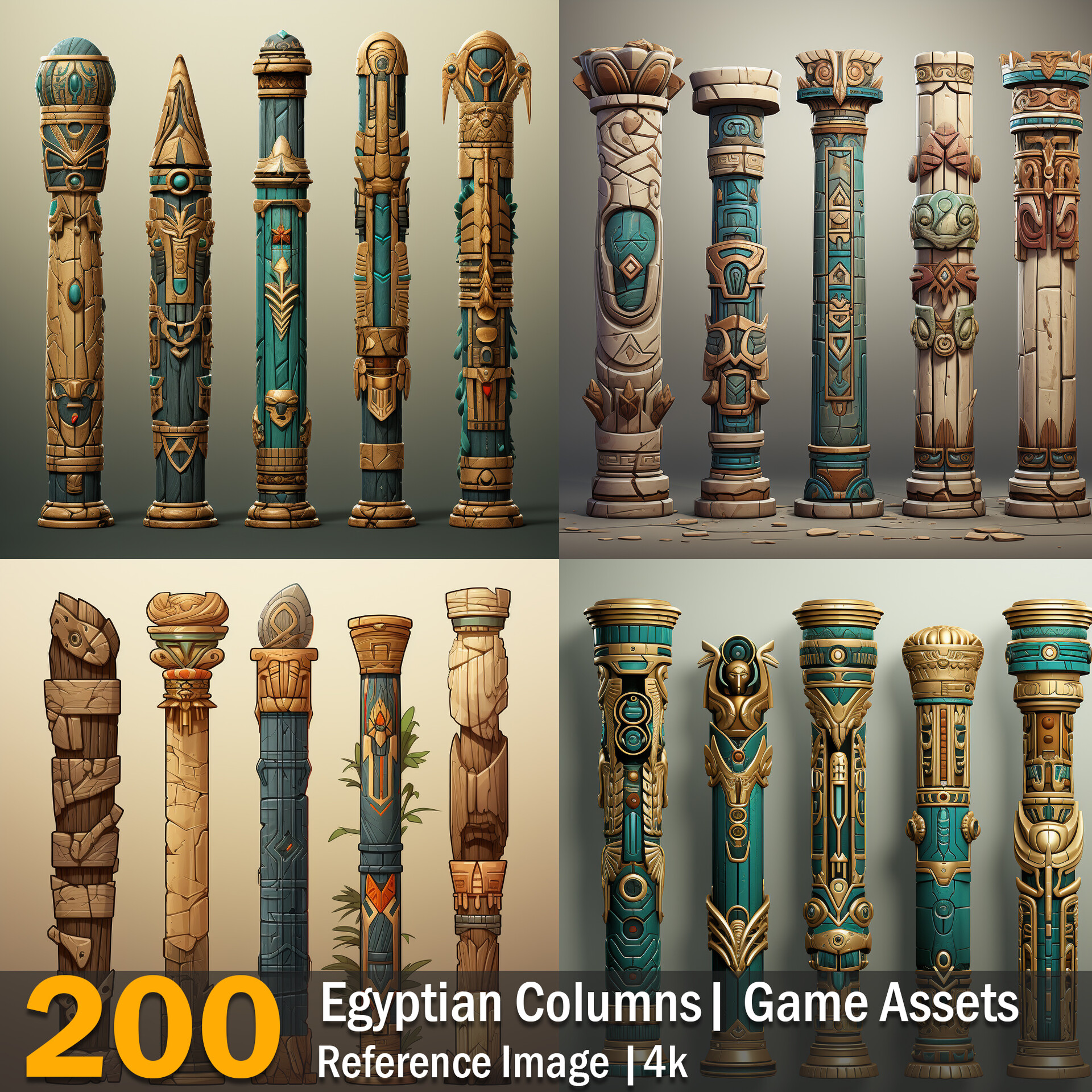 ArtStation - Egyptian Columns | Game Assets | Reference Images | 4K