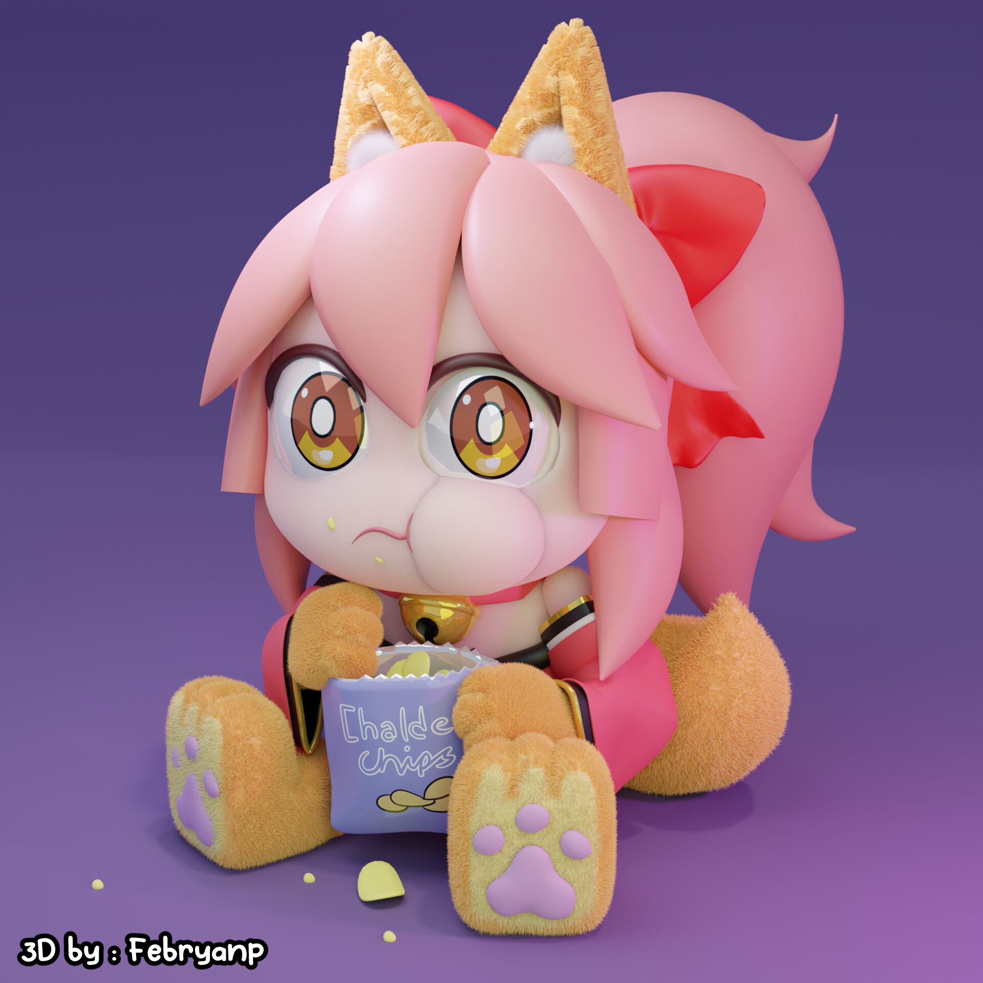 ArtStation - Tamamo cat - chibi (comish)