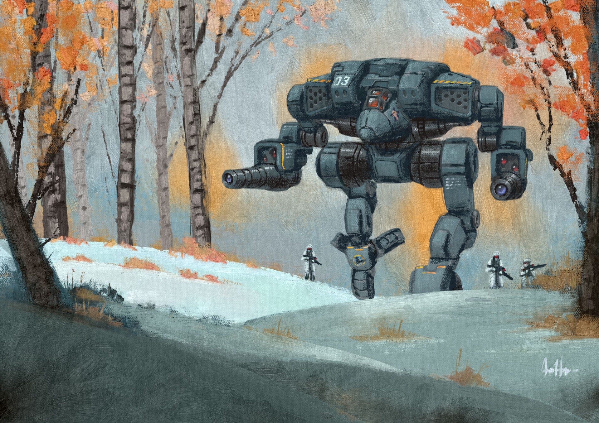 ArtStation - Winter Patrol: Battletech Fan Art