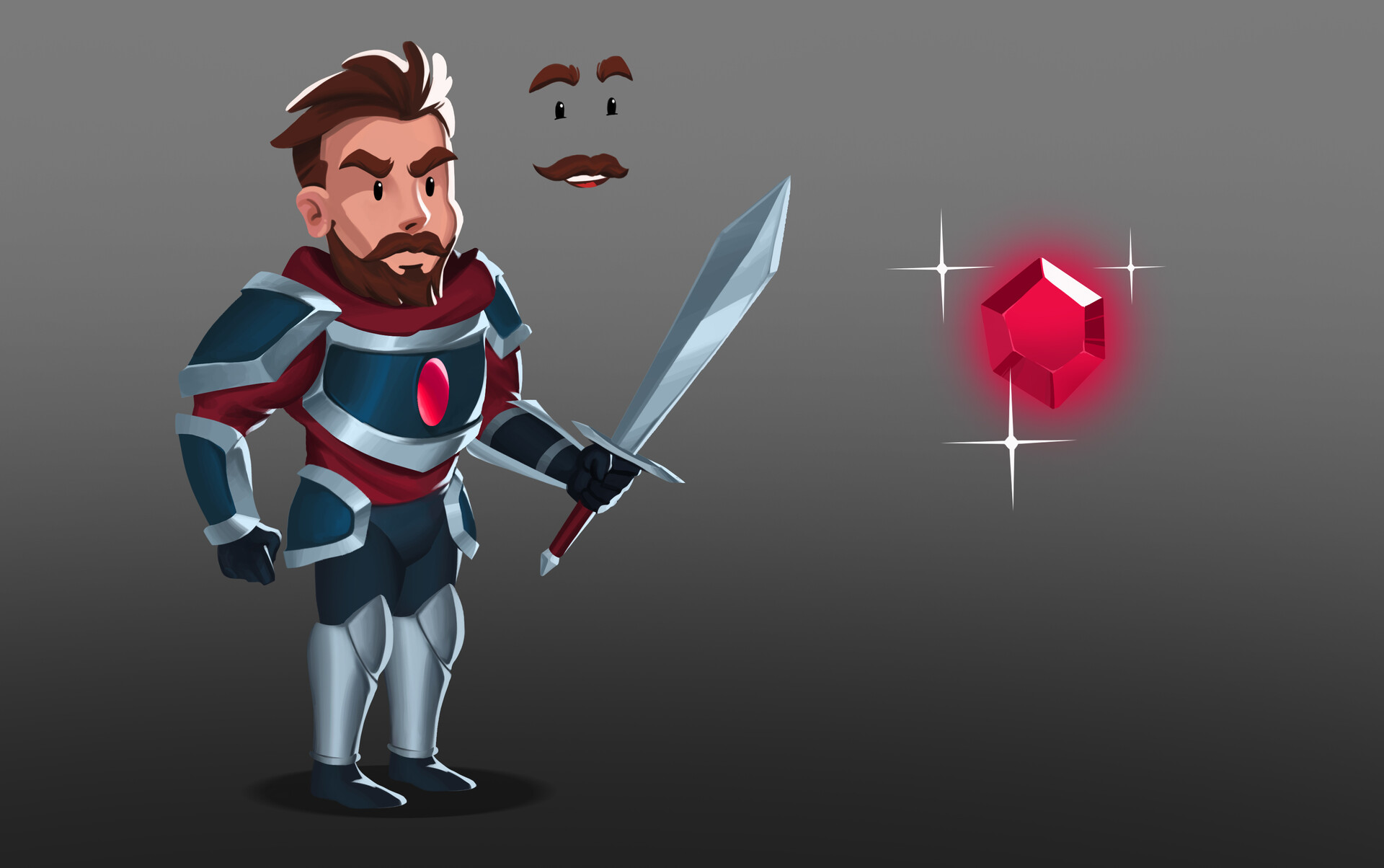 ArtStation - Casual Game Knight and Gemstone Animation Ready Illustration