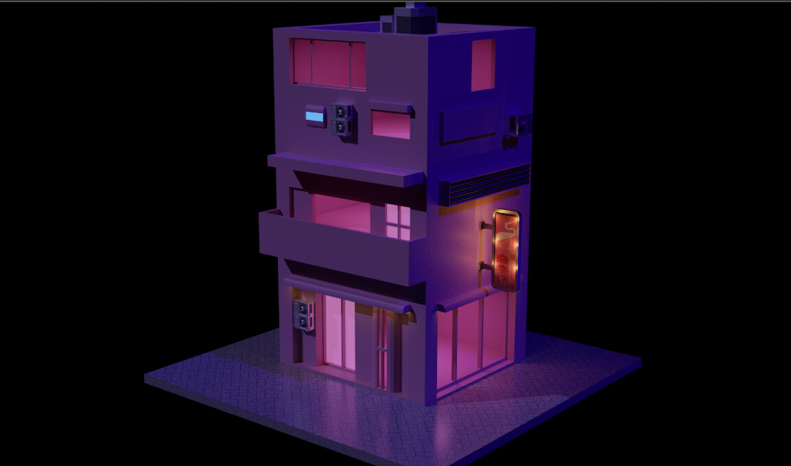 ArtStation - 3D model of a retro building