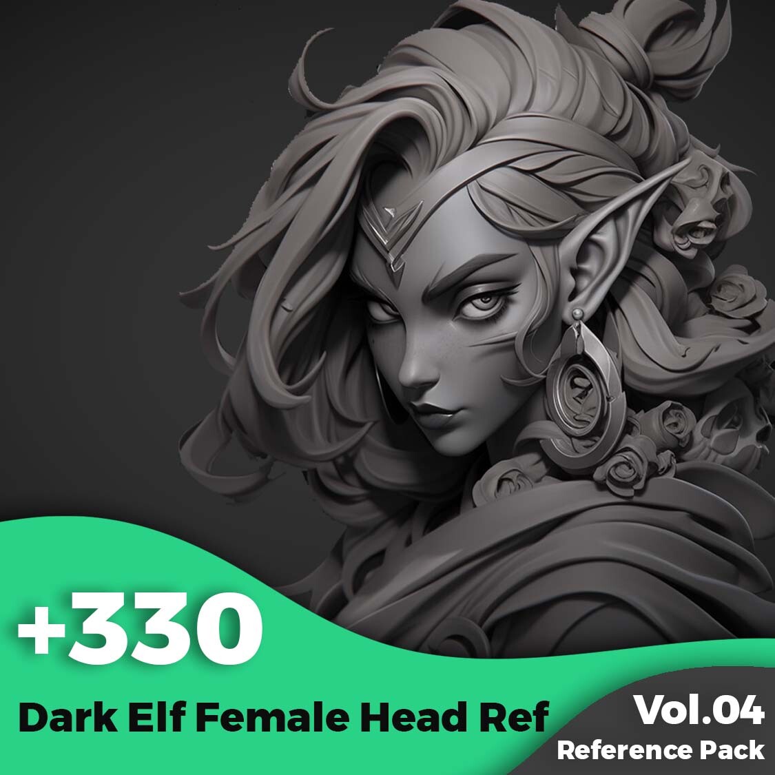 ArtStation - +330 Dark Elf Female Head Reference (4k)