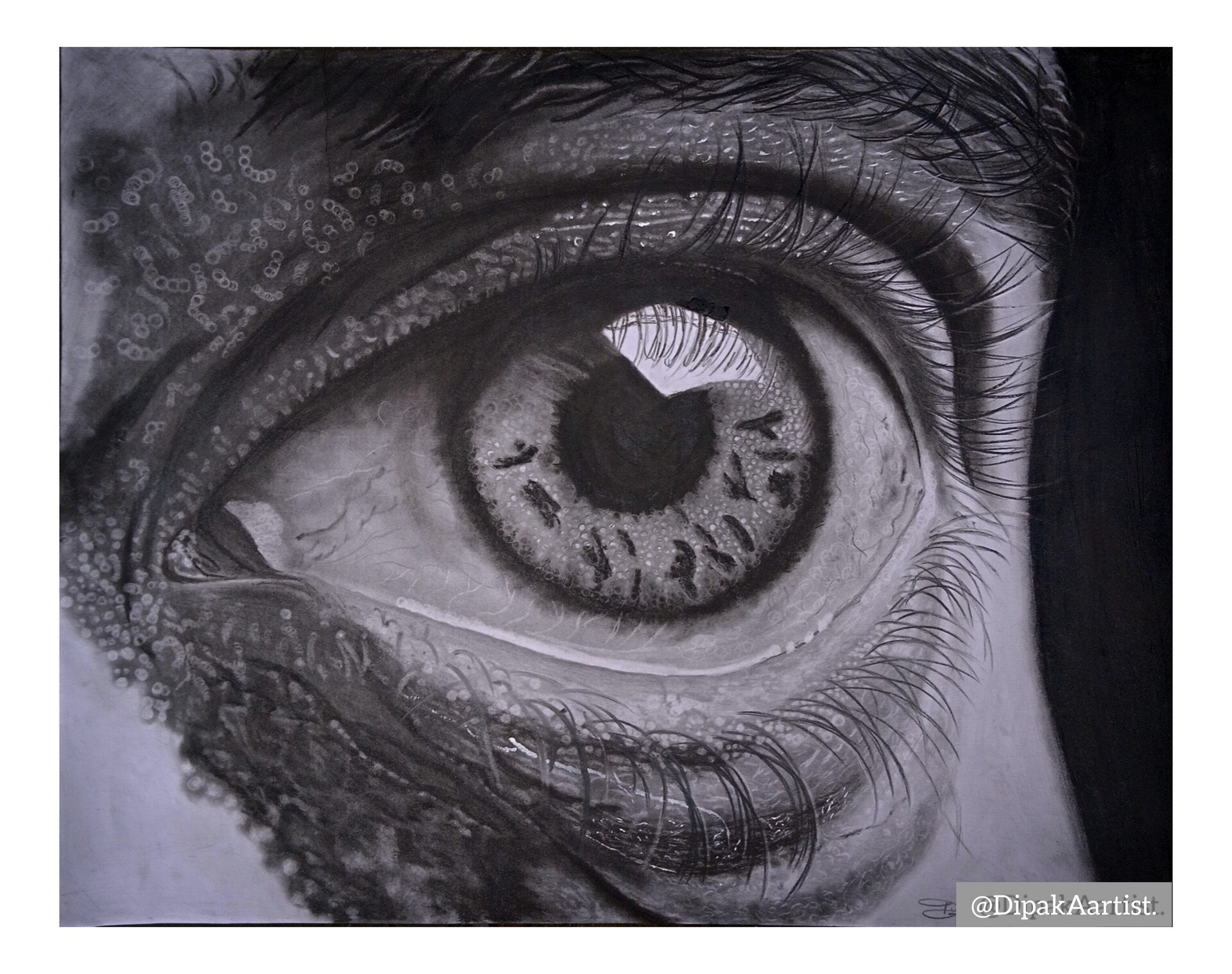 ArtStation - The Eye Circle-(2023)- Charcoal on paper. By_ DipakAartist.