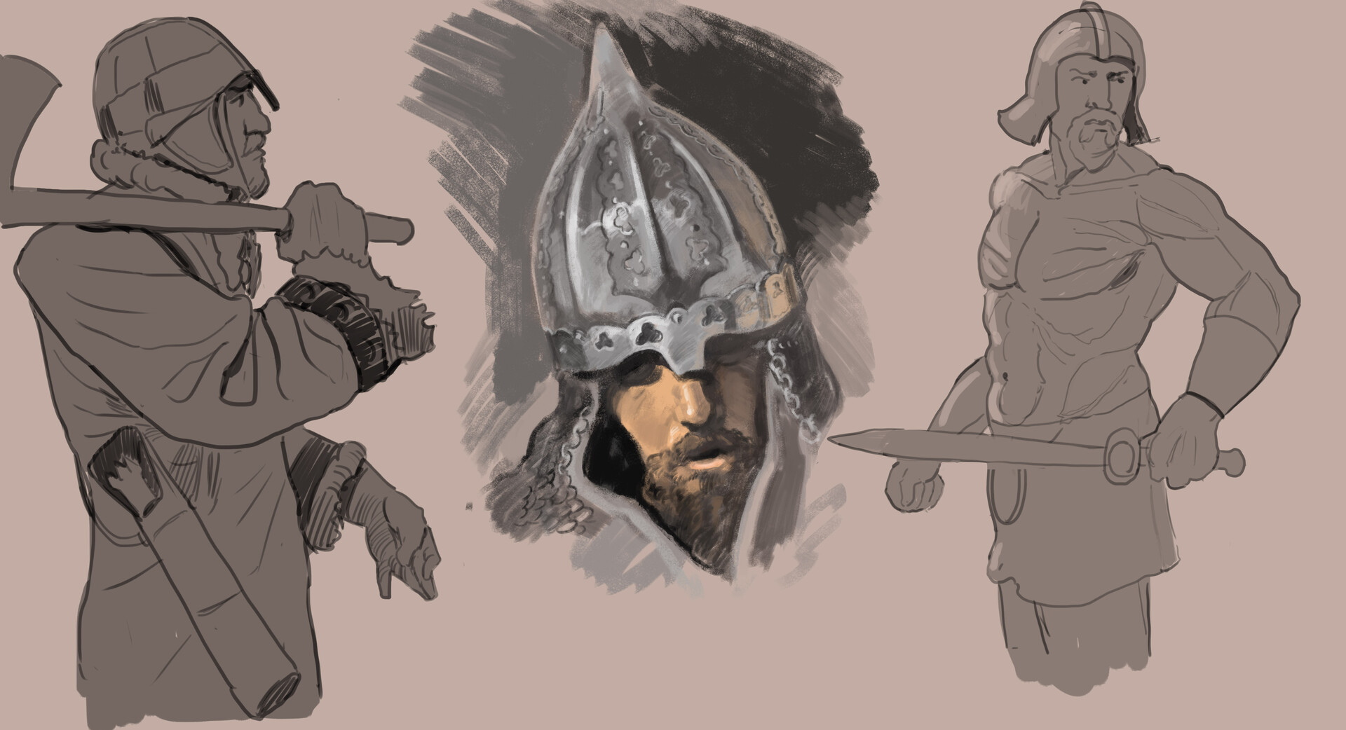 ArtStation - Wariors, sketches