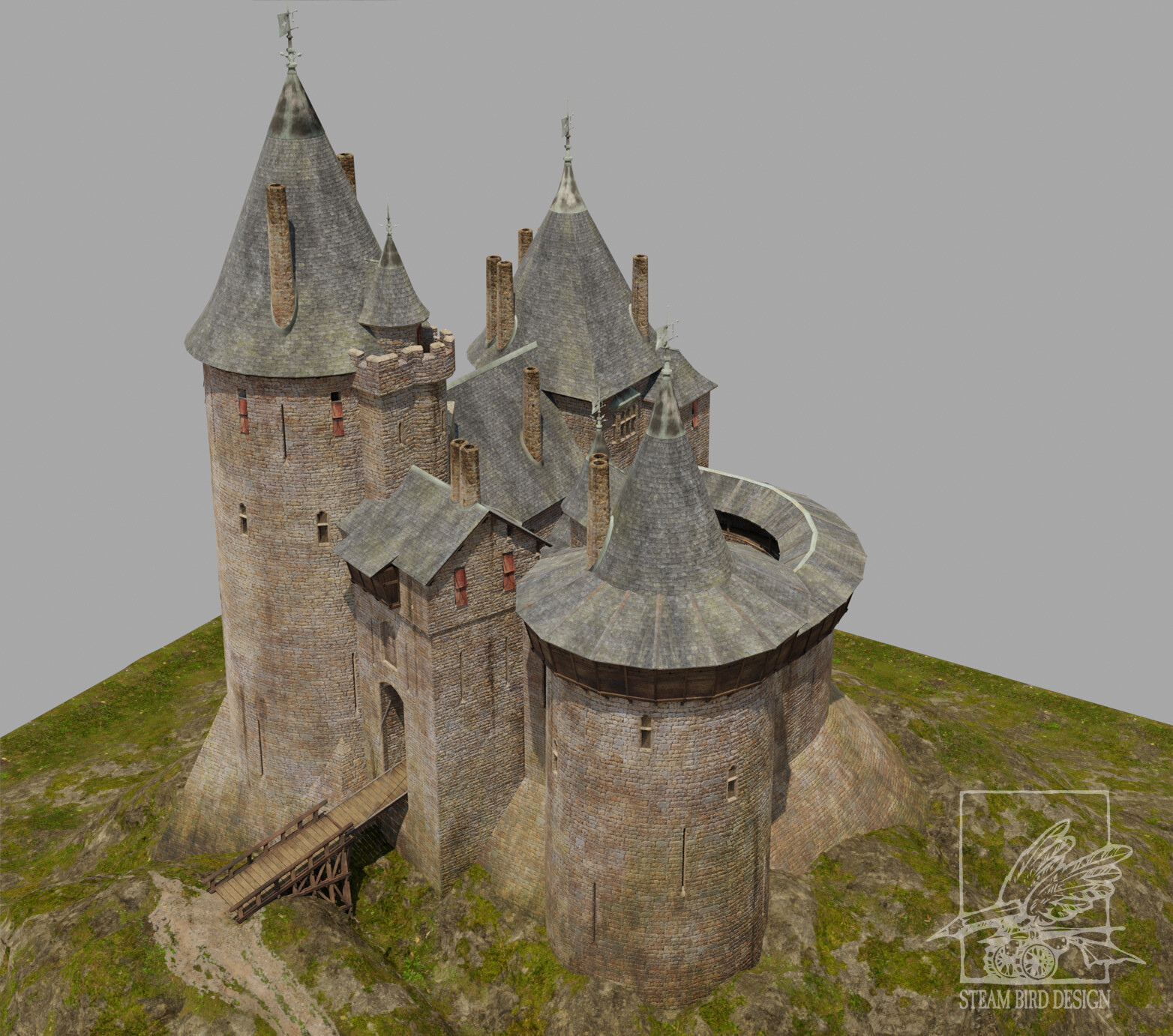 Steam Bird Design - Castle Coch, The Red Castle - 3D Model