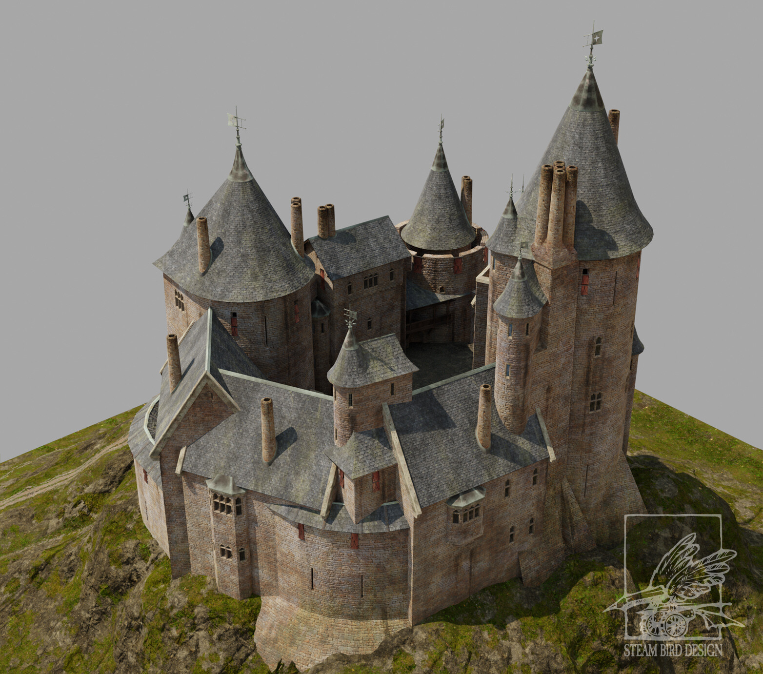 Steam Bird Design - Castle Coch, The Red Castle - 3D Model
