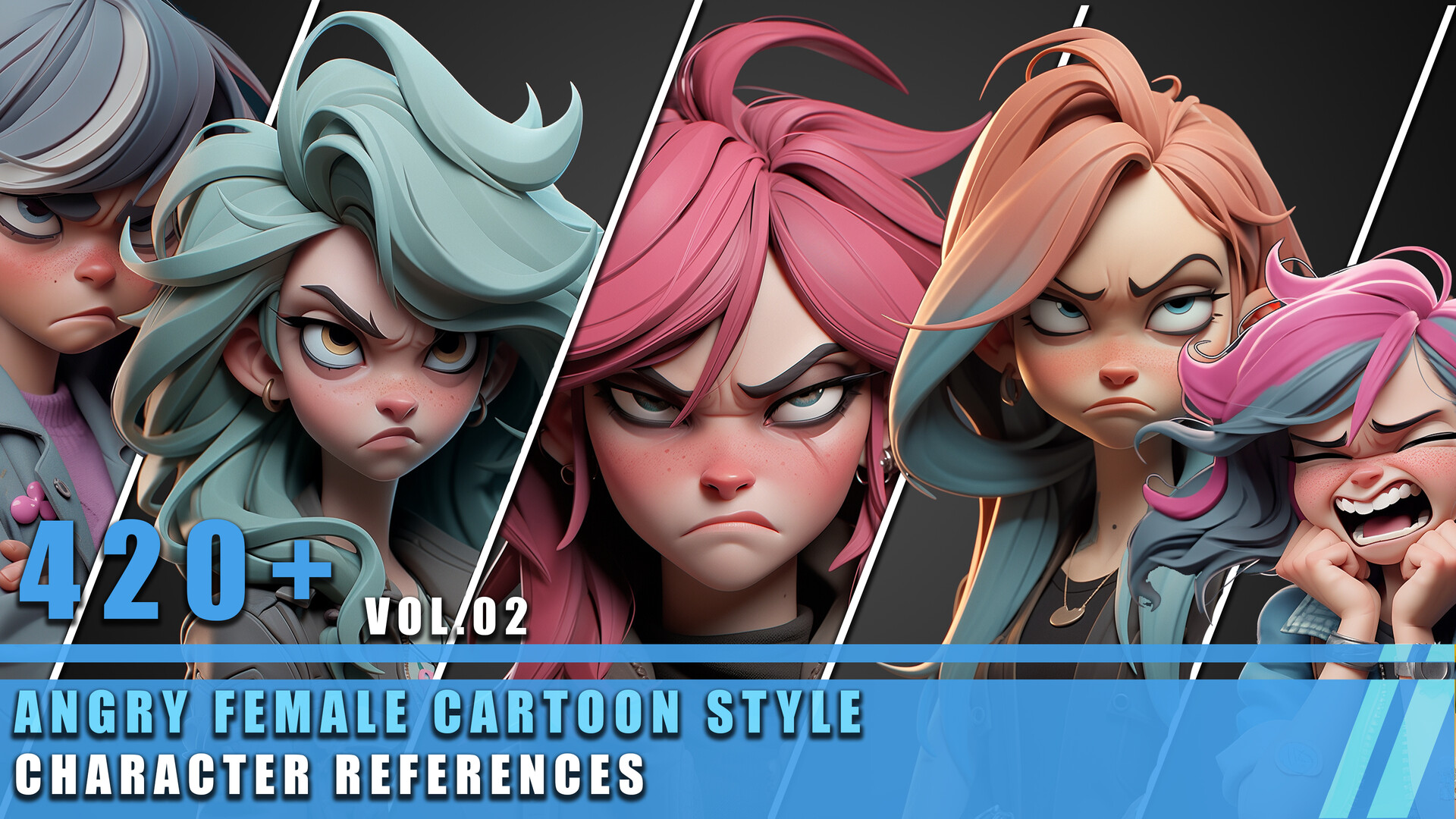 WaterLaw's Studio - 420+ Angry Female Cartoon Style - Character ...