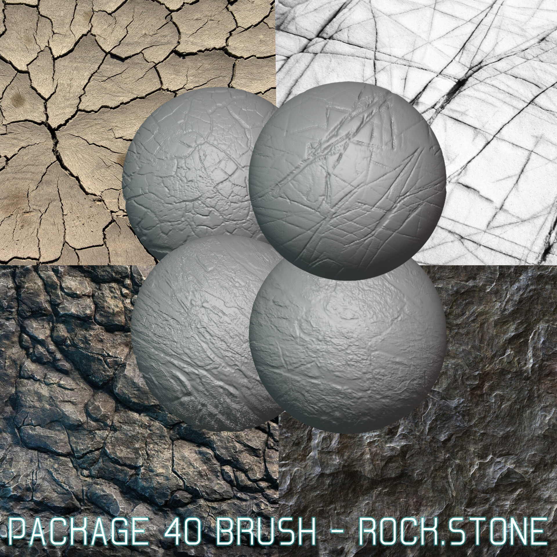 ArtStation - A package of brushes -stone,rock, soil.
