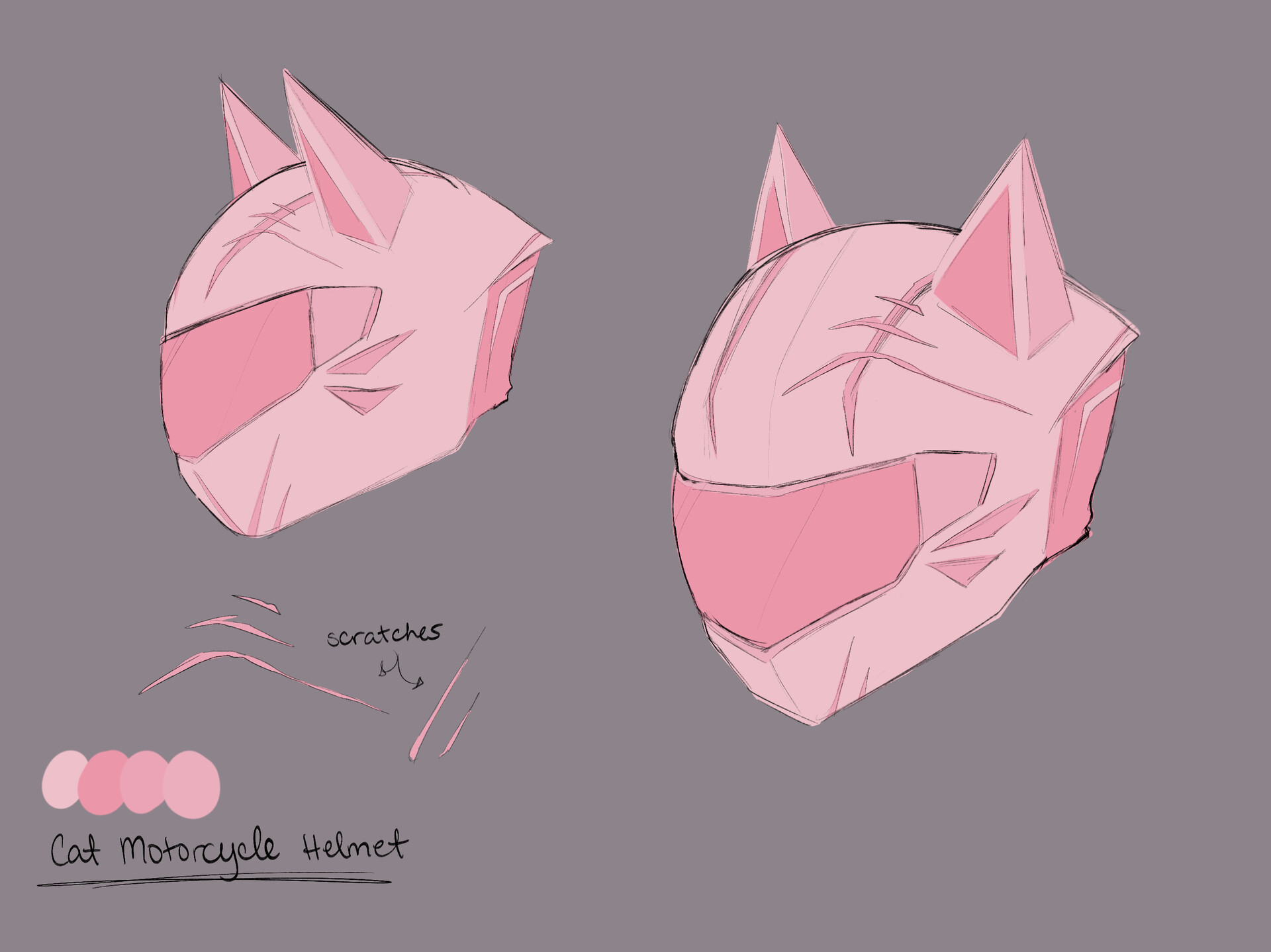 ArtStation - Cat Motorcycle Helmet Concept Art (+Recolors)