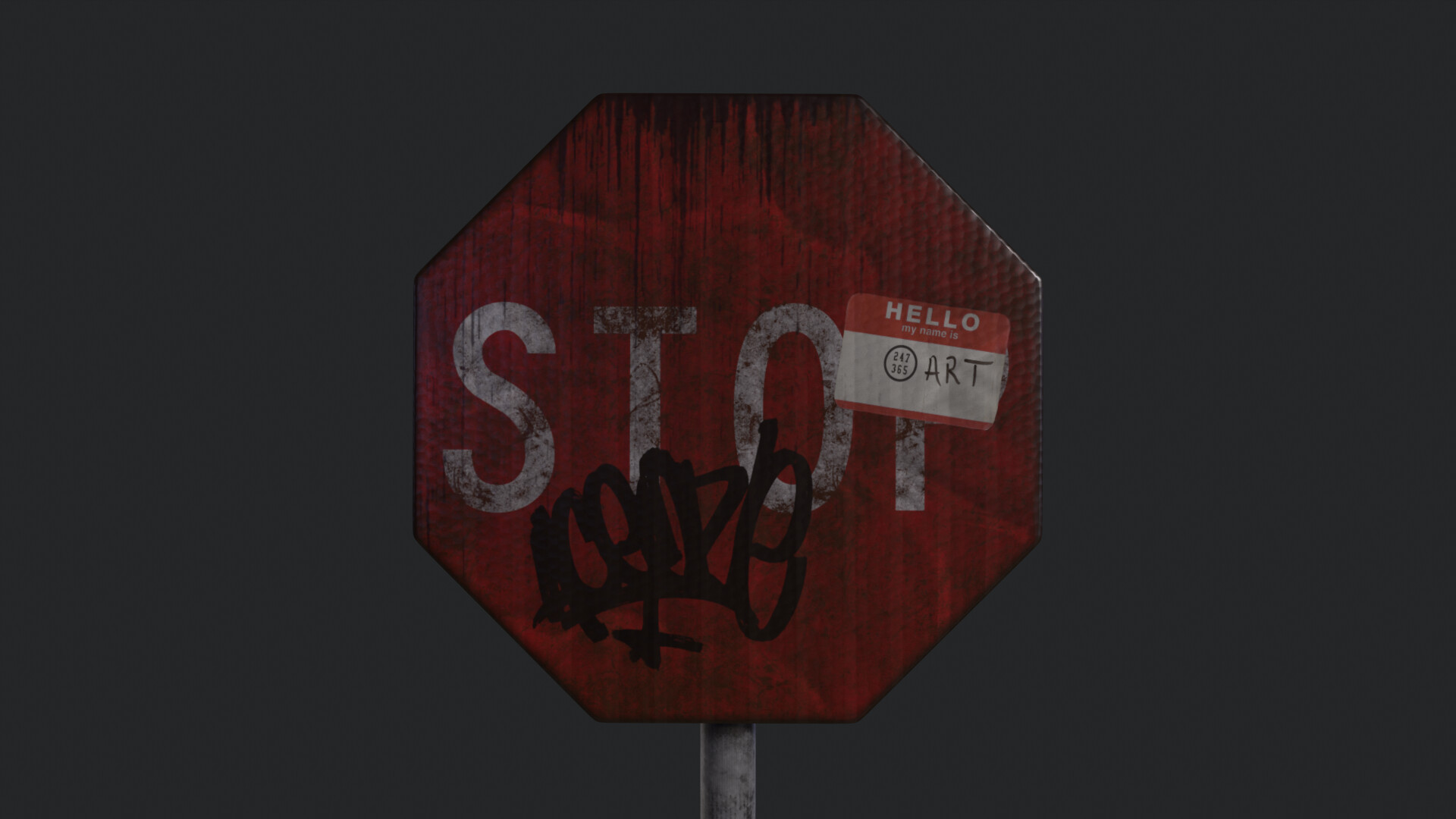 ArtStation - apocalyptic Stop Road Sign