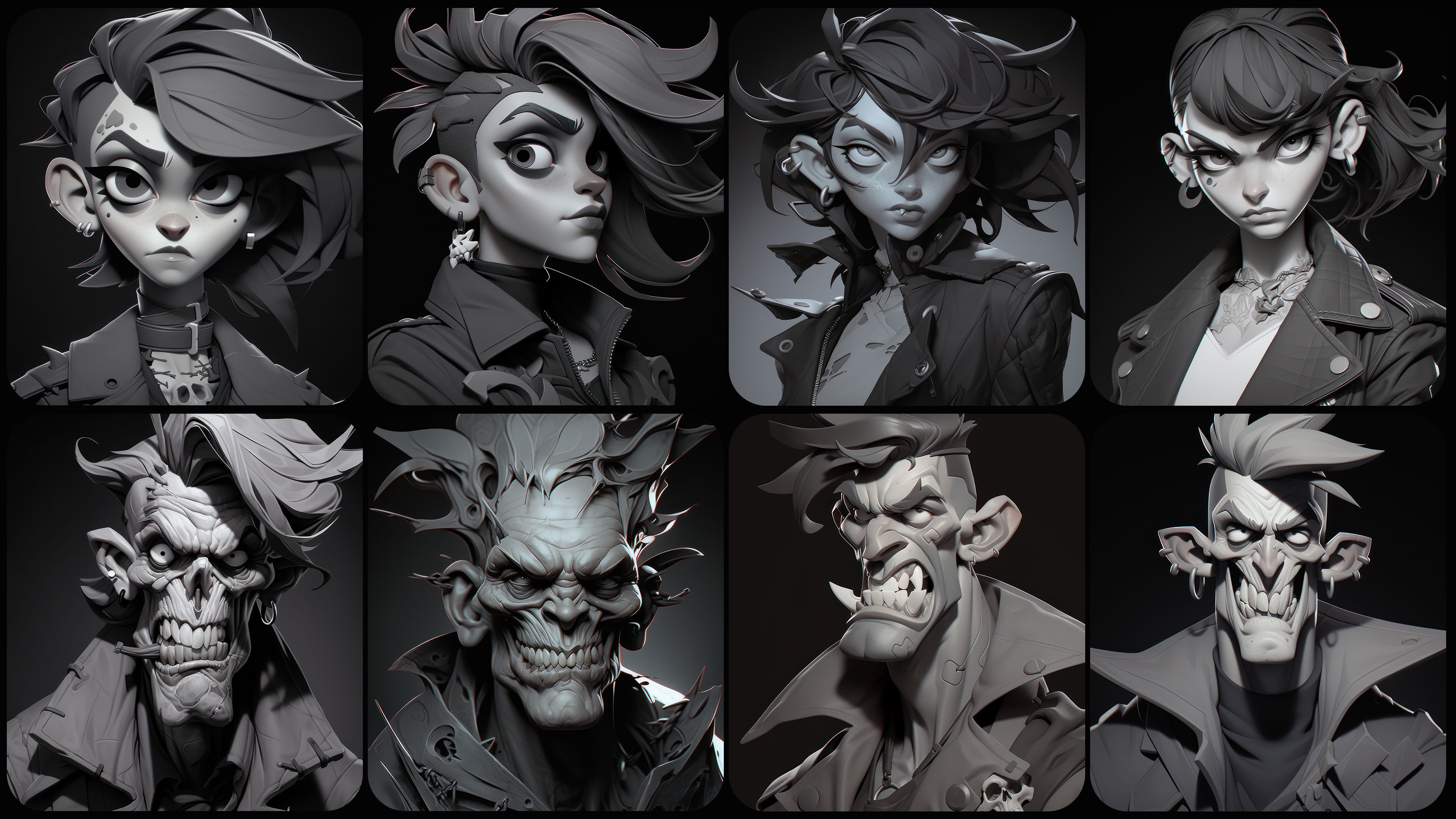 Ferial Studio - 🔹220 Stylized Head Sculpt - Horror Reference Image Pack ...