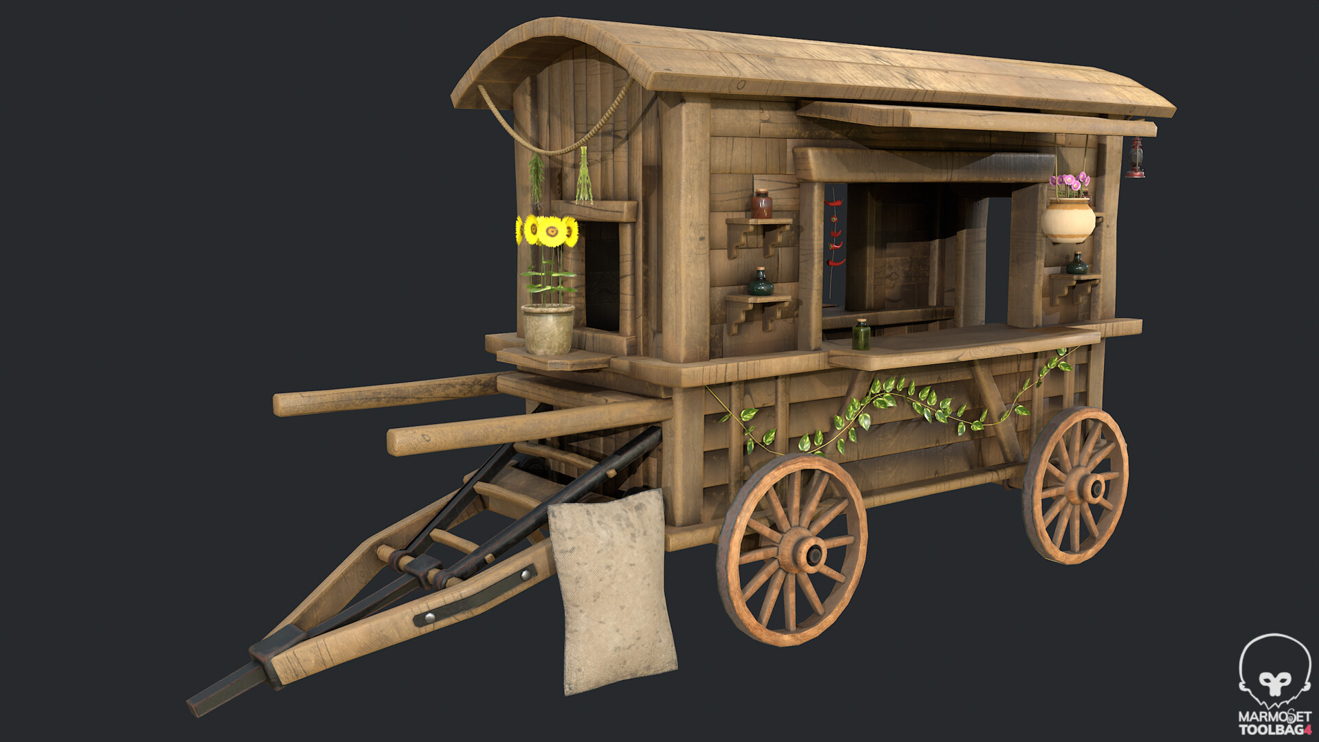 ArtStation - PBR Herbalist Caravan - Old Wooden Cart - Medieval ...